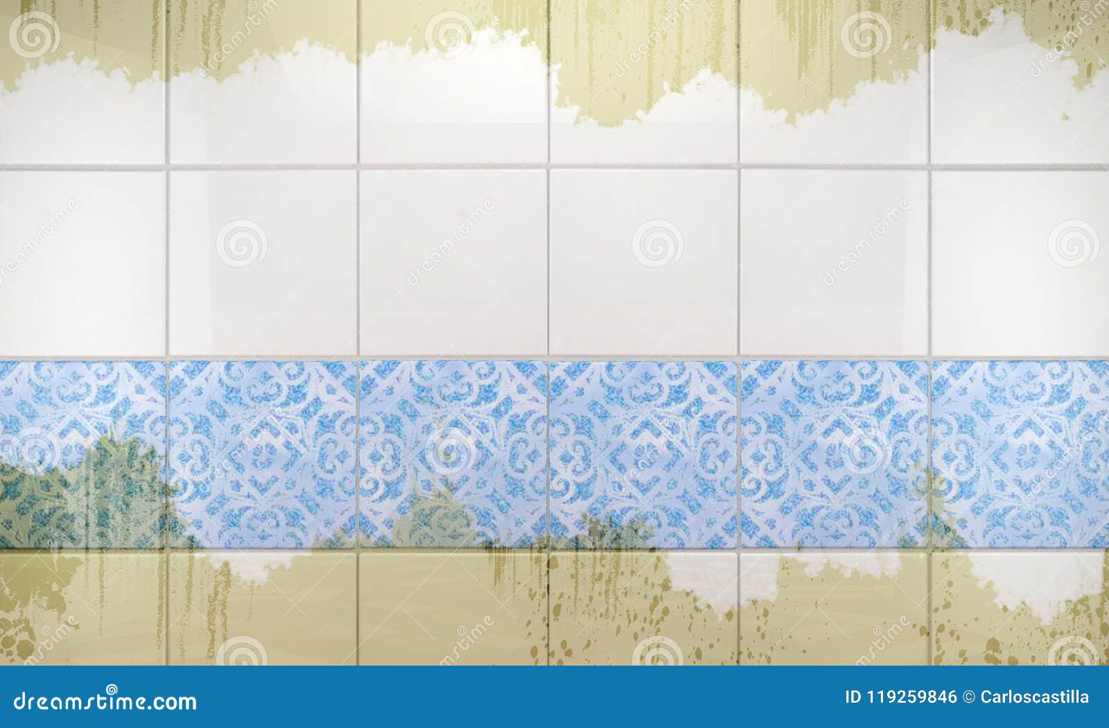 Clean Tile Wall Bathroom Background.3d Illustration Stock Illustration ...