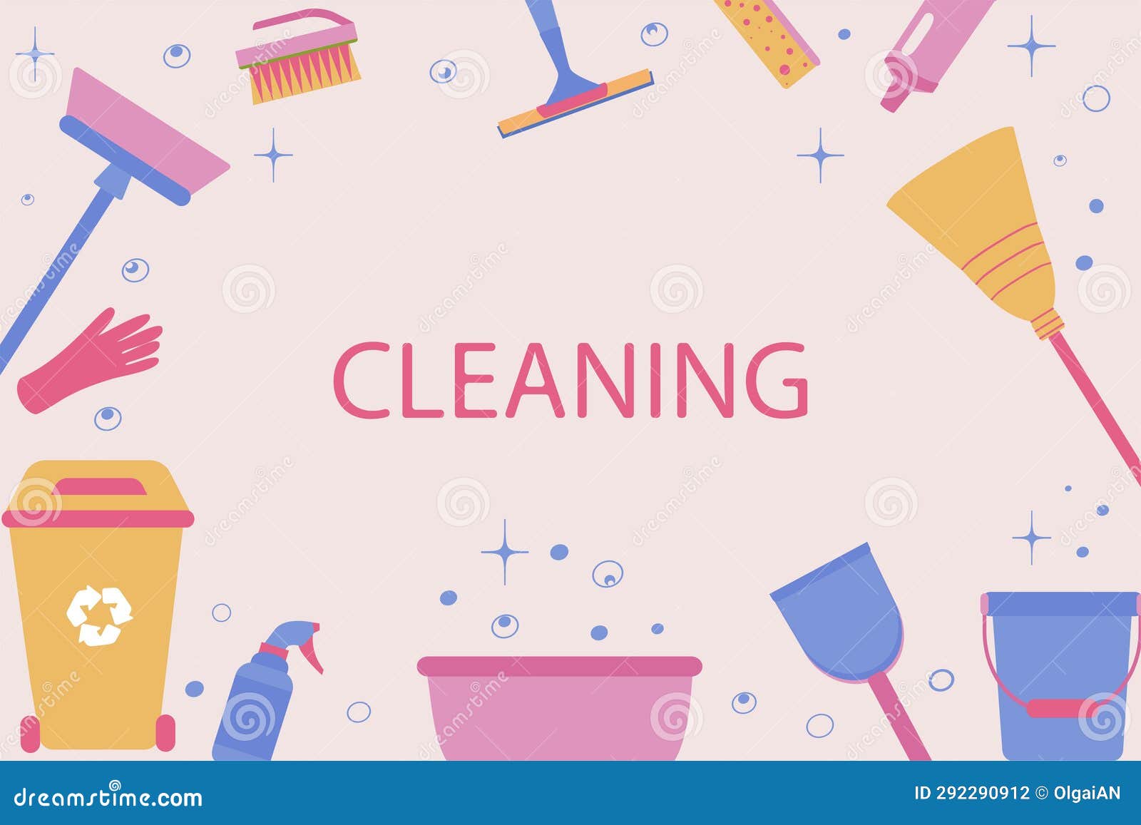 Background of Cleaning Equipment. Vector Stock Illustration ...