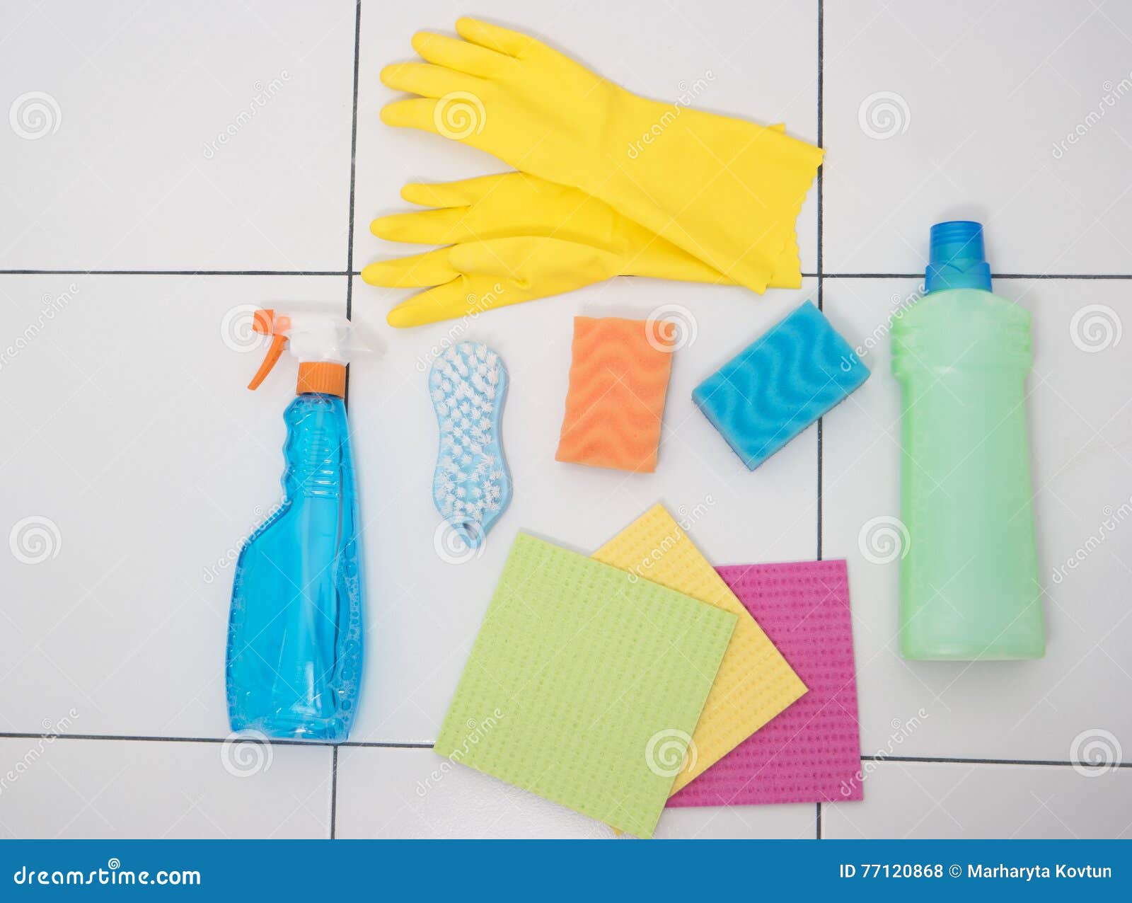 Background of Cleaning Items. Stock Photo - Image of housekeeping ...