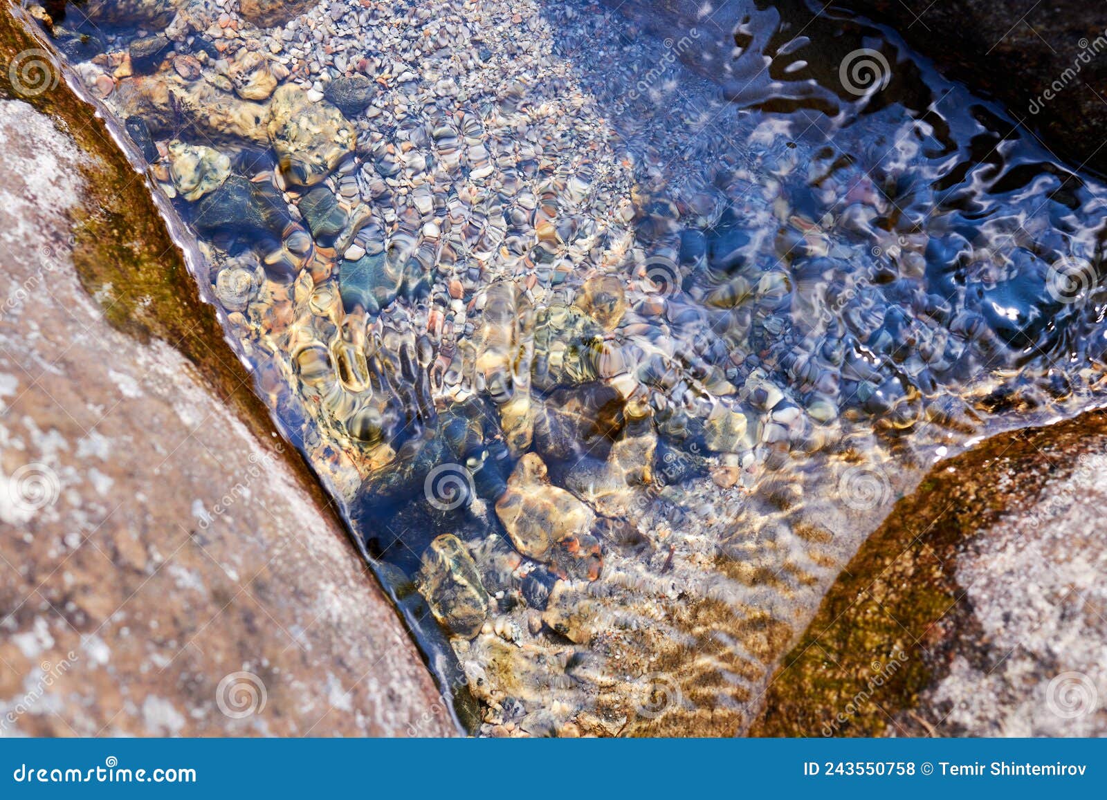 Background of Clear Spring Water Running among Stones Stock Photo ...