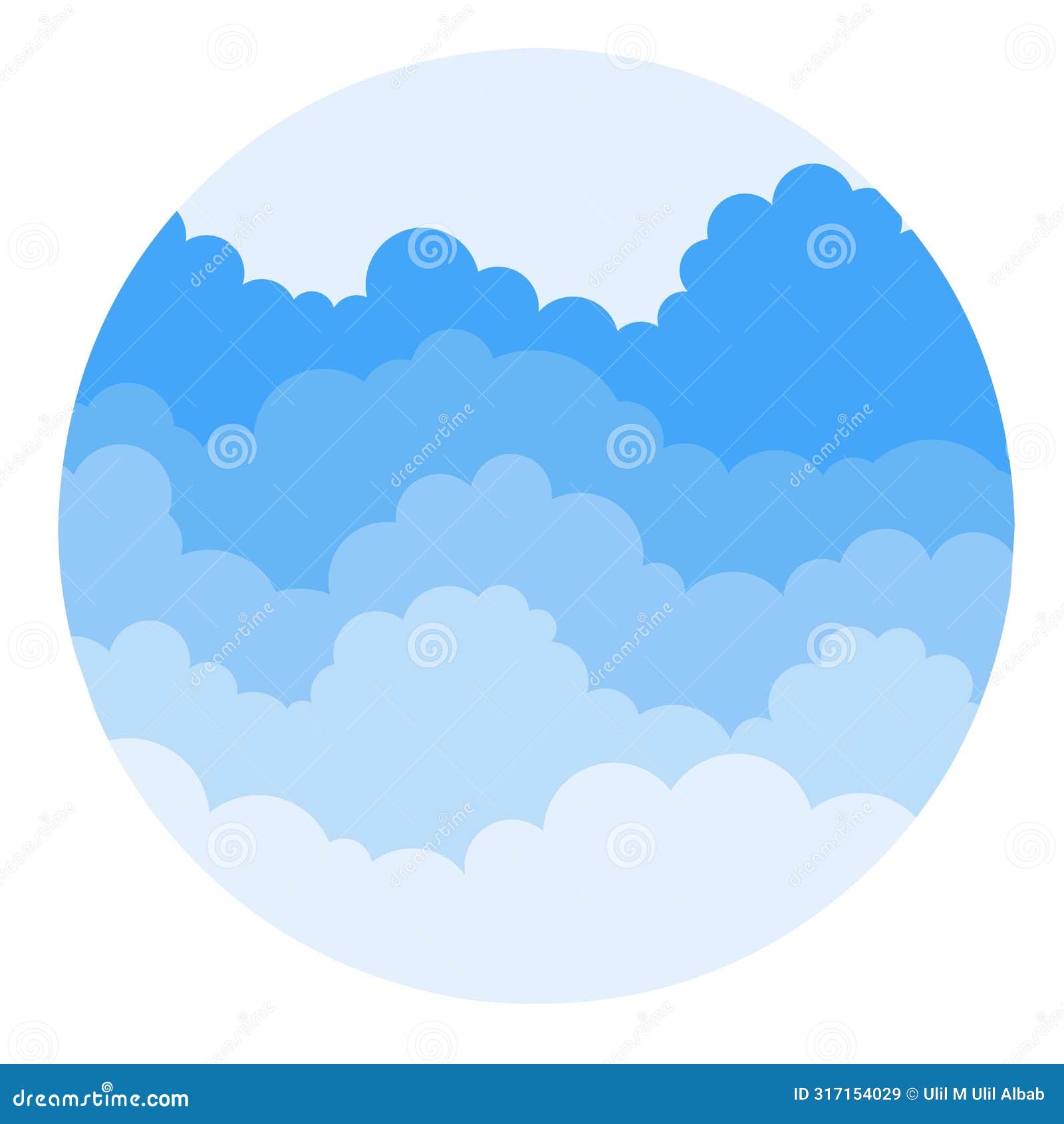 Background of Clouds and Blue Sky in Round Stock Vector - Illustration ...