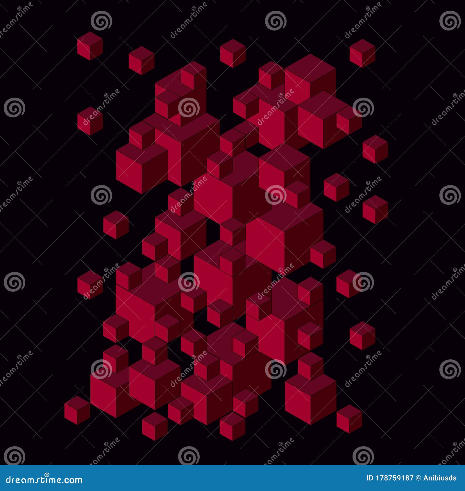 Background from Clusters of Red Isometric Cubes, Densely Clustered ...
