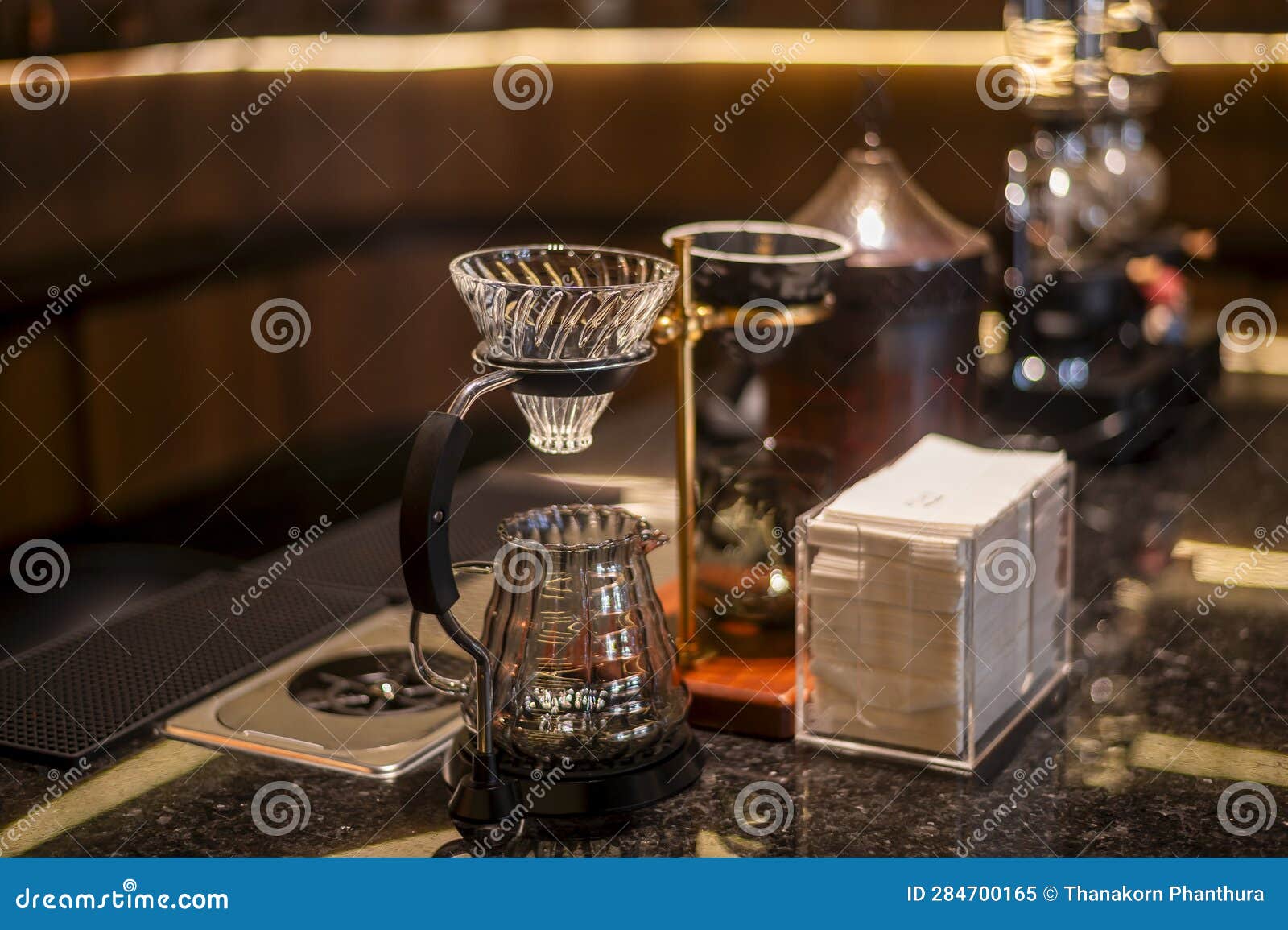 Background of Coffee Drip Set in Cafe Shop Stock Image - Image of ...