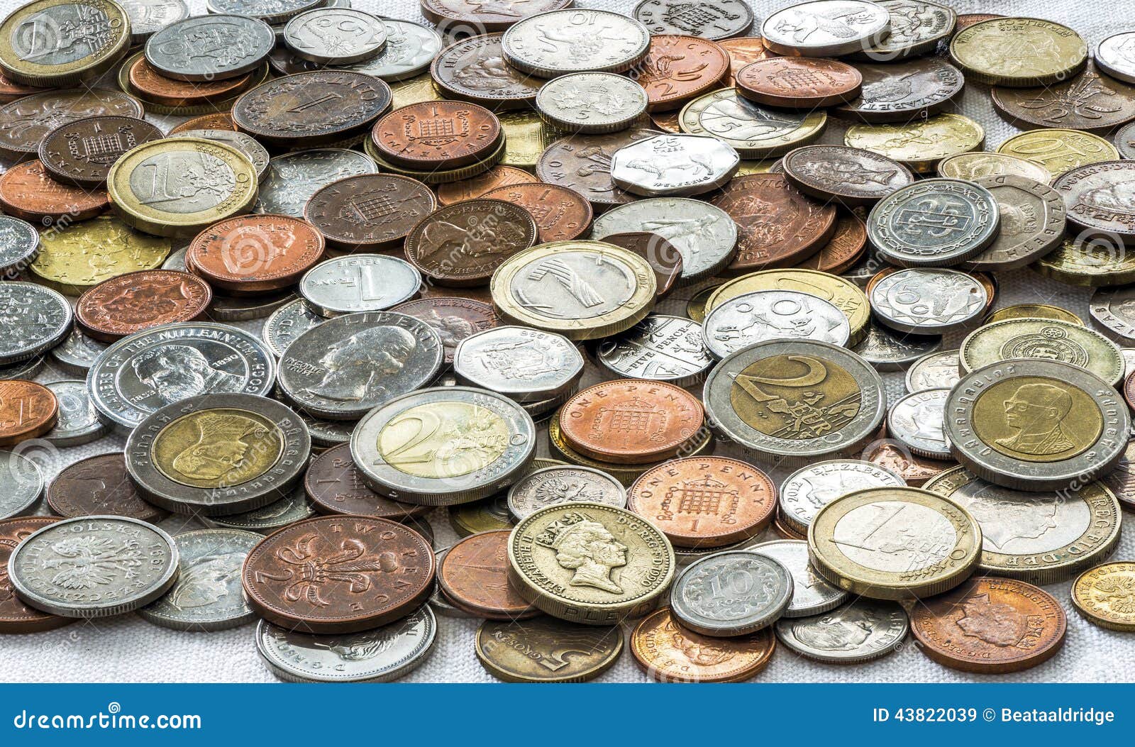 Background of Coins from Around the World Stock Image - Image of ...