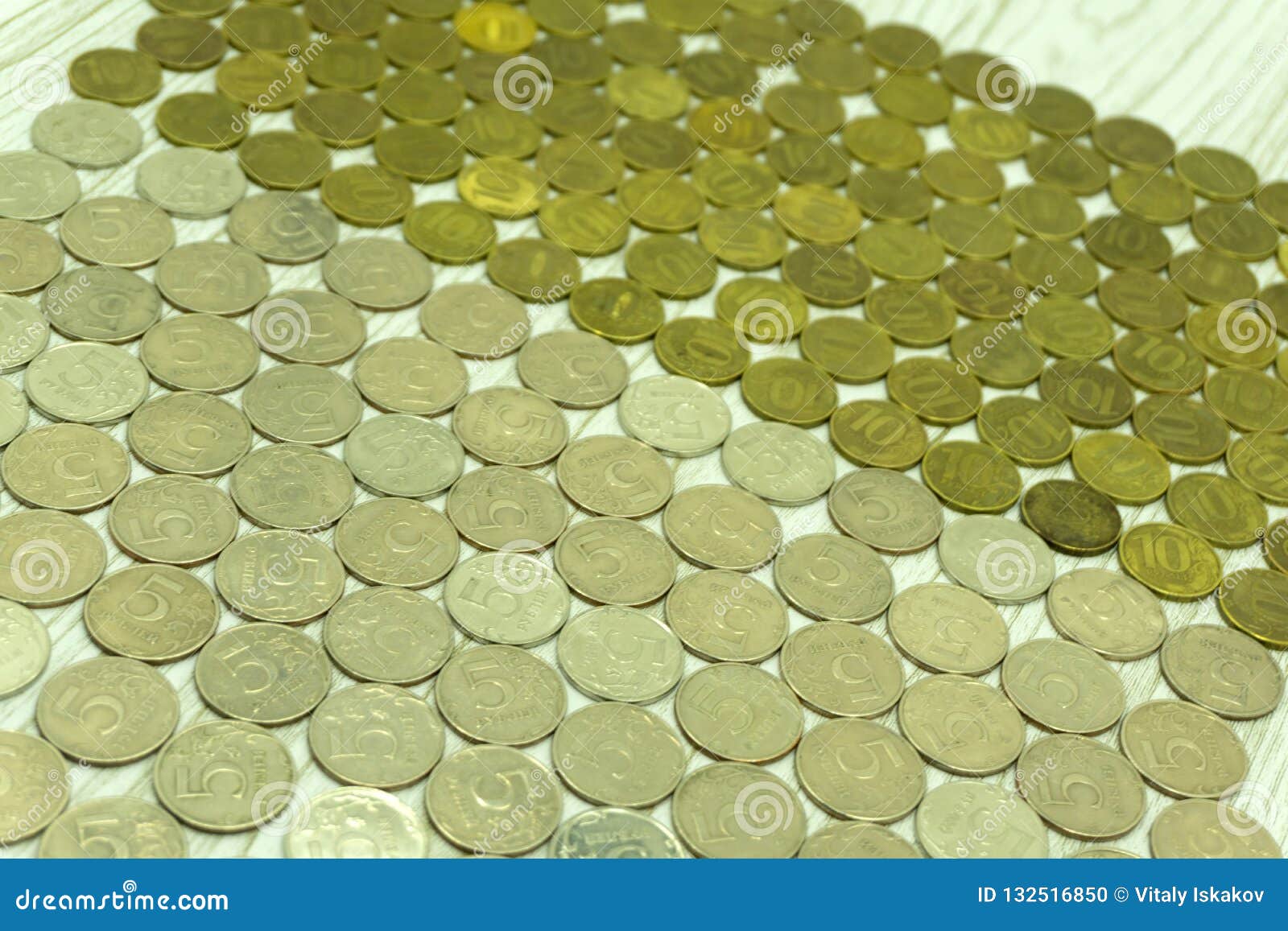 Background of the Coins of Brown Cent Stock Photo - Image of gold ...