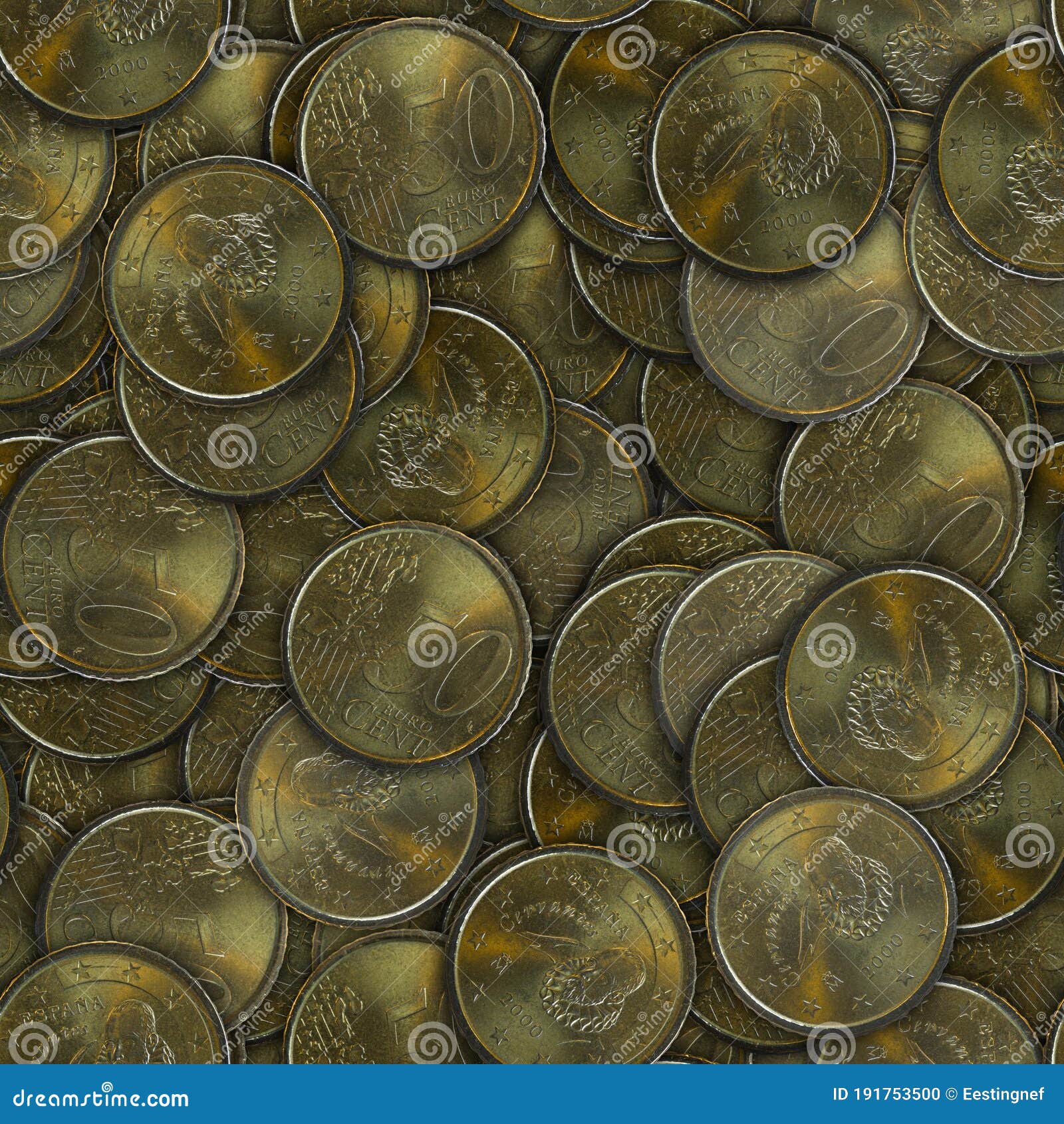 Background of Coins. Seamless Pattern. Euro Cent Stock Illustration ...