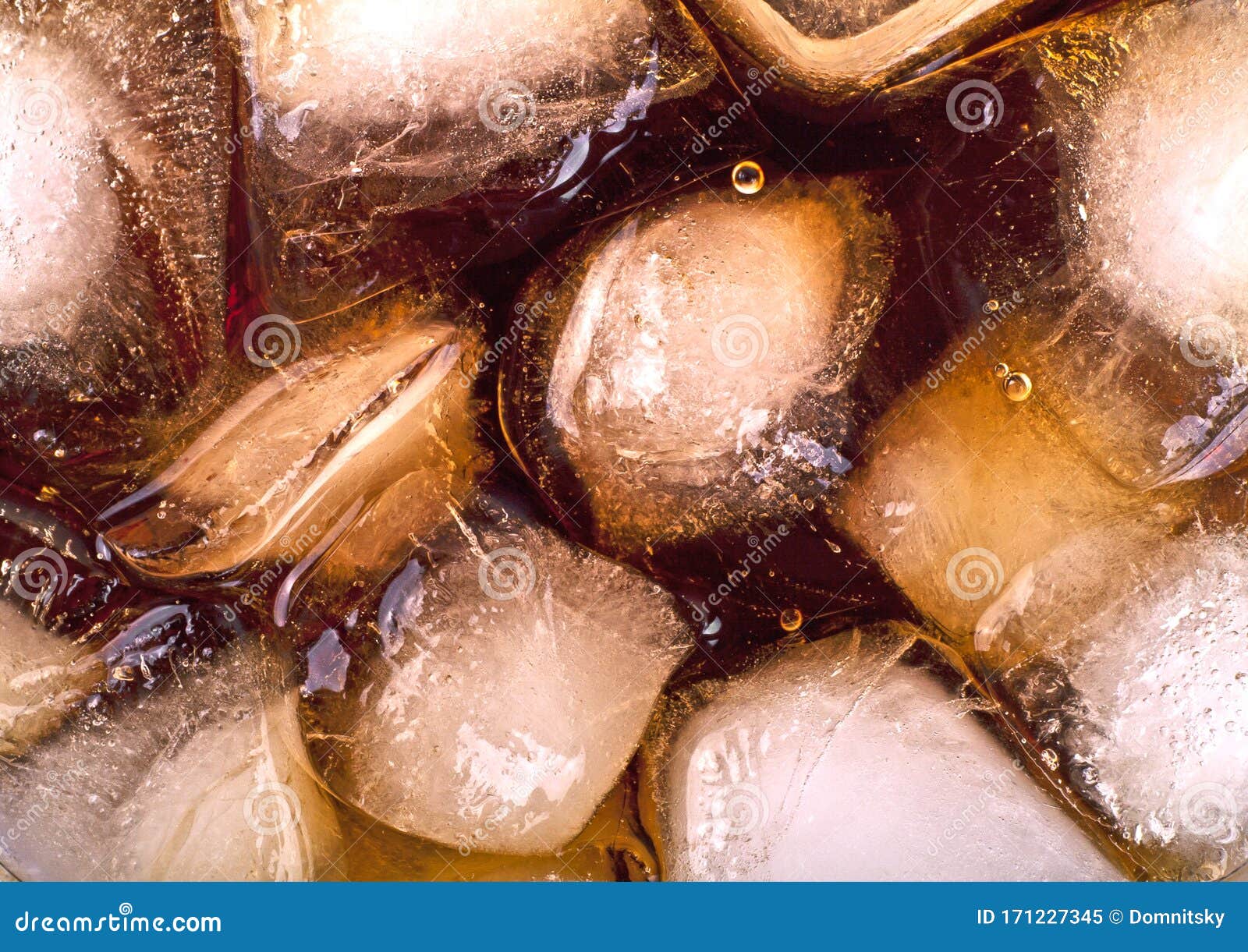 Background of Cola with Ice Cubes and Bubbles Stock Image - Image of ...
