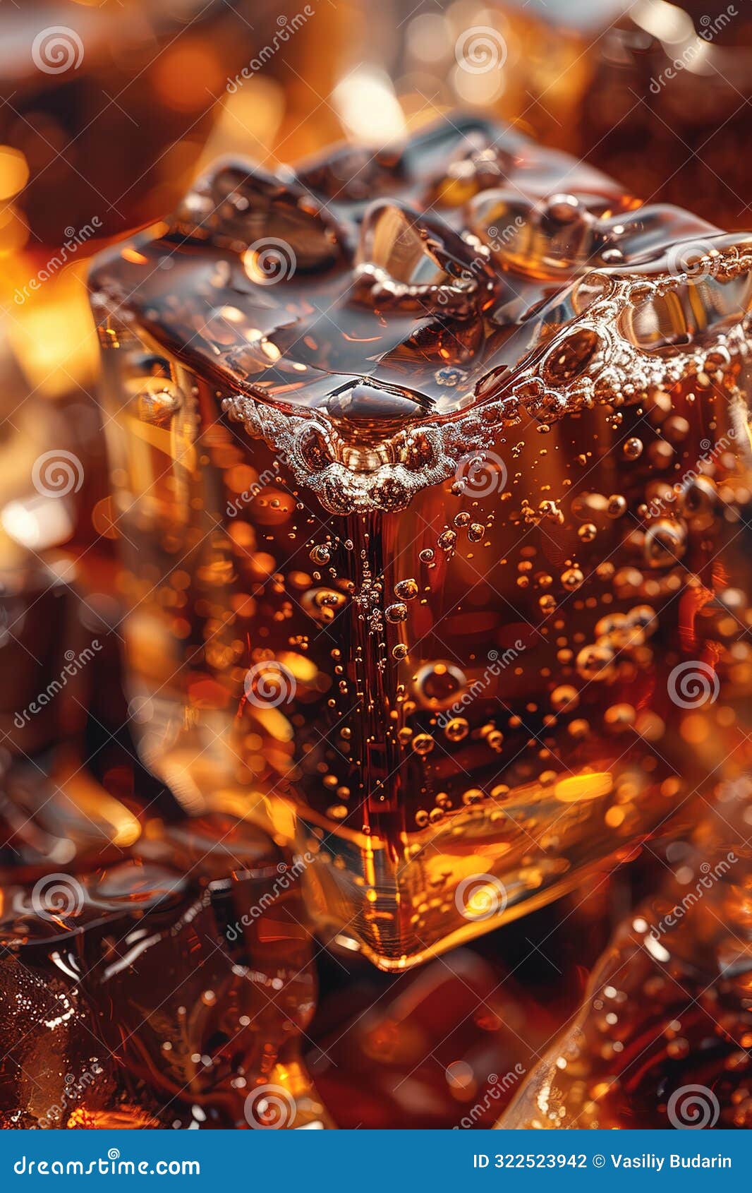 Background of Cold Cola with Ice and Bubbles Stock Photo - Image of ...