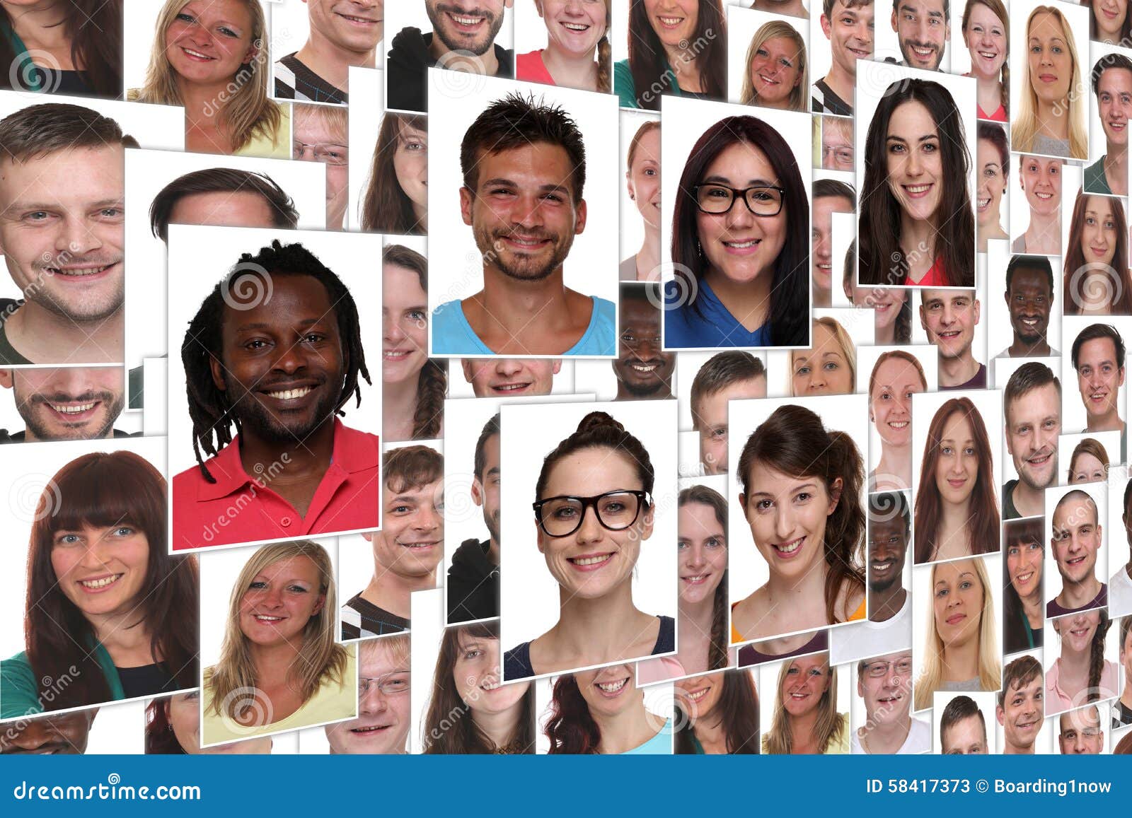 Background Collage Group Portrait of Young Smiling People Stock Image ...