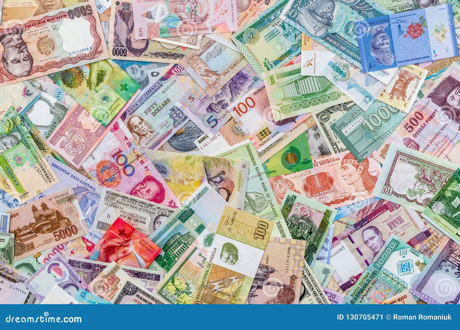 Background from Collection of All World Money Banknotes Stock Image ...