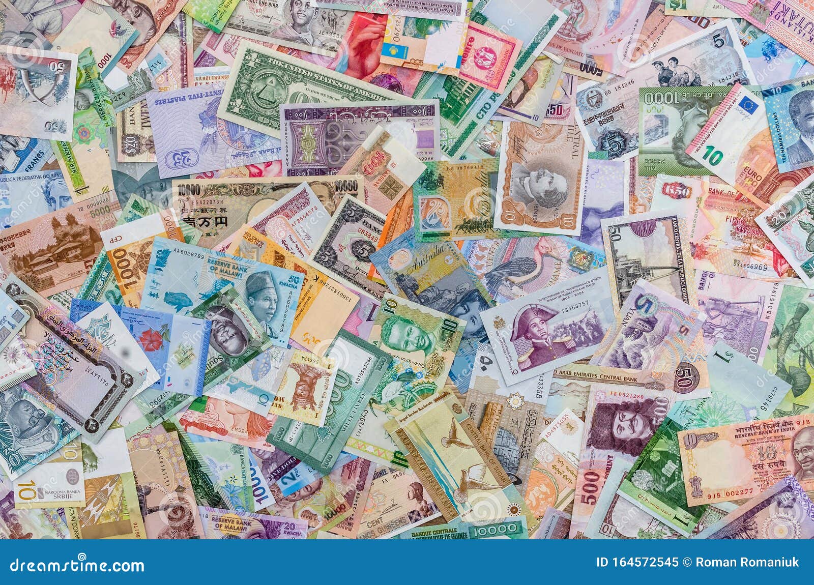 Background from Collection of All World Money Banknotes Stock Image ...