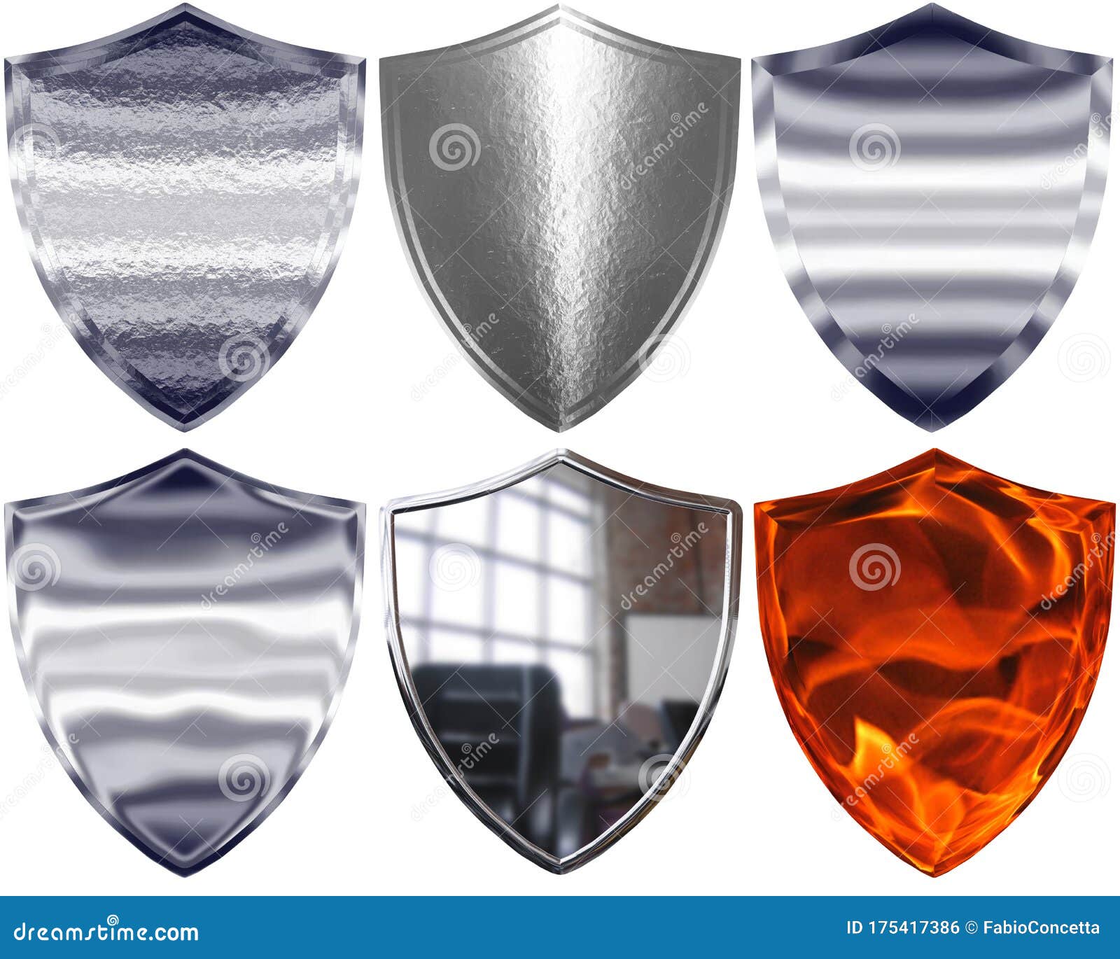 Background Collection Set of 2d Shields in Various Styles Metallic ...