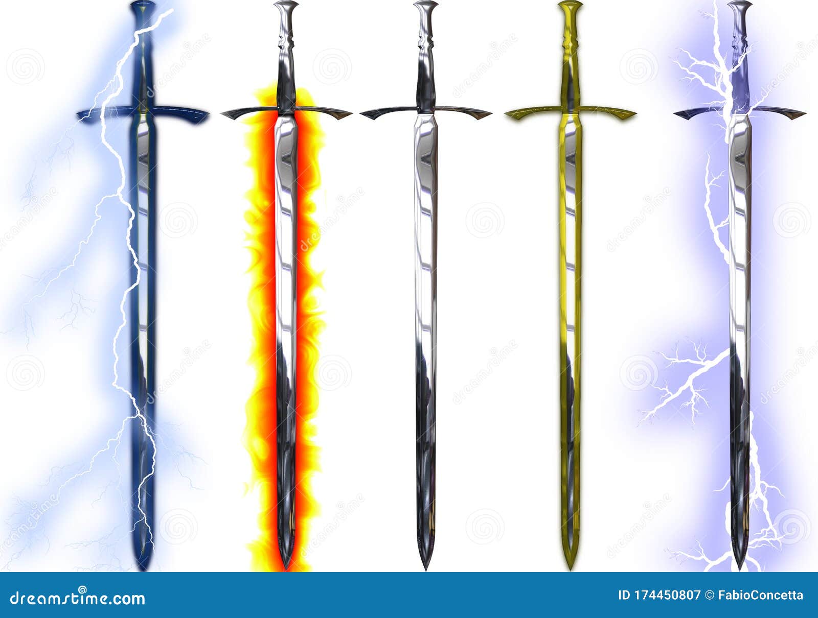 Background Collection Set of Magic Swords, Cartoon Style Stock ...
