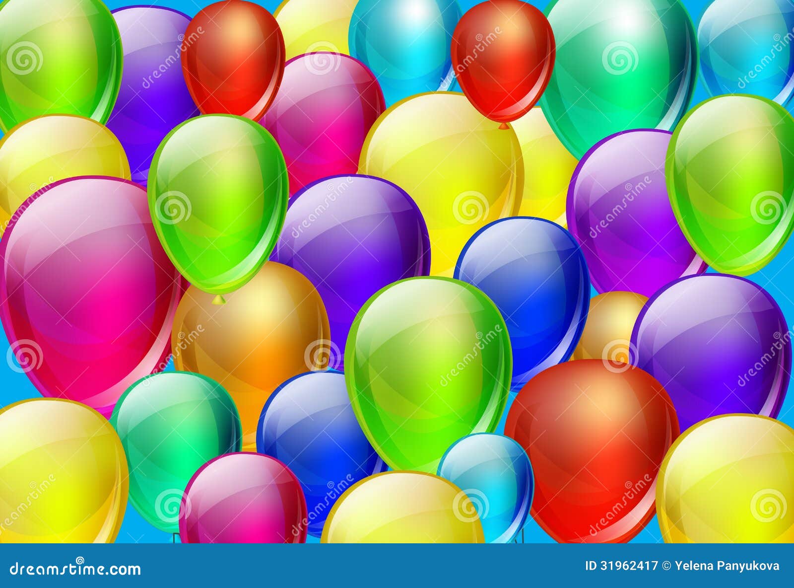 Color Balloons On White Background For Birthday Wishes Vector ...