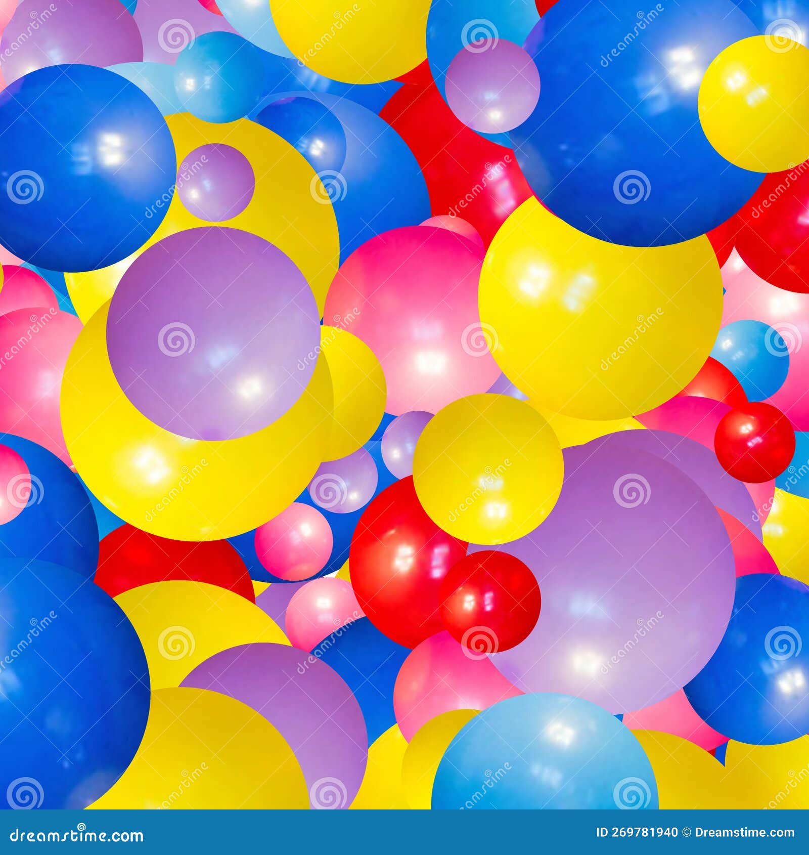 Background with Color Balls, Blur Effect. 3d Round Spheres. Geometric ...