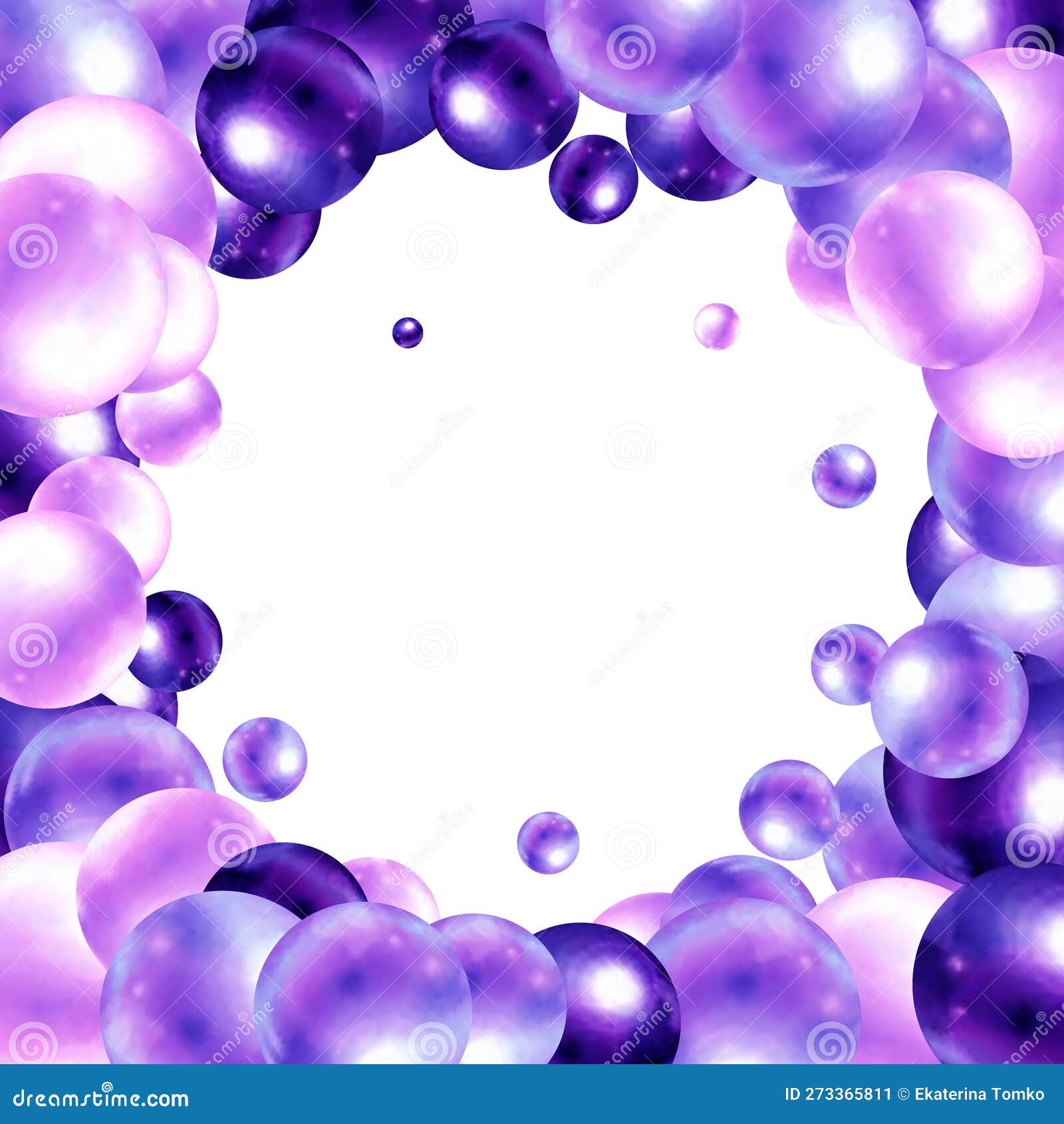 Background with Color Balls, Blur Effect. 3d Round Spheres. Geometric ...