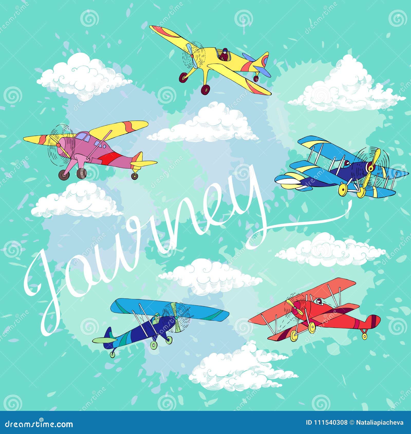 Background with Colored Airplanes Stock Vector - Illustration of plane ...