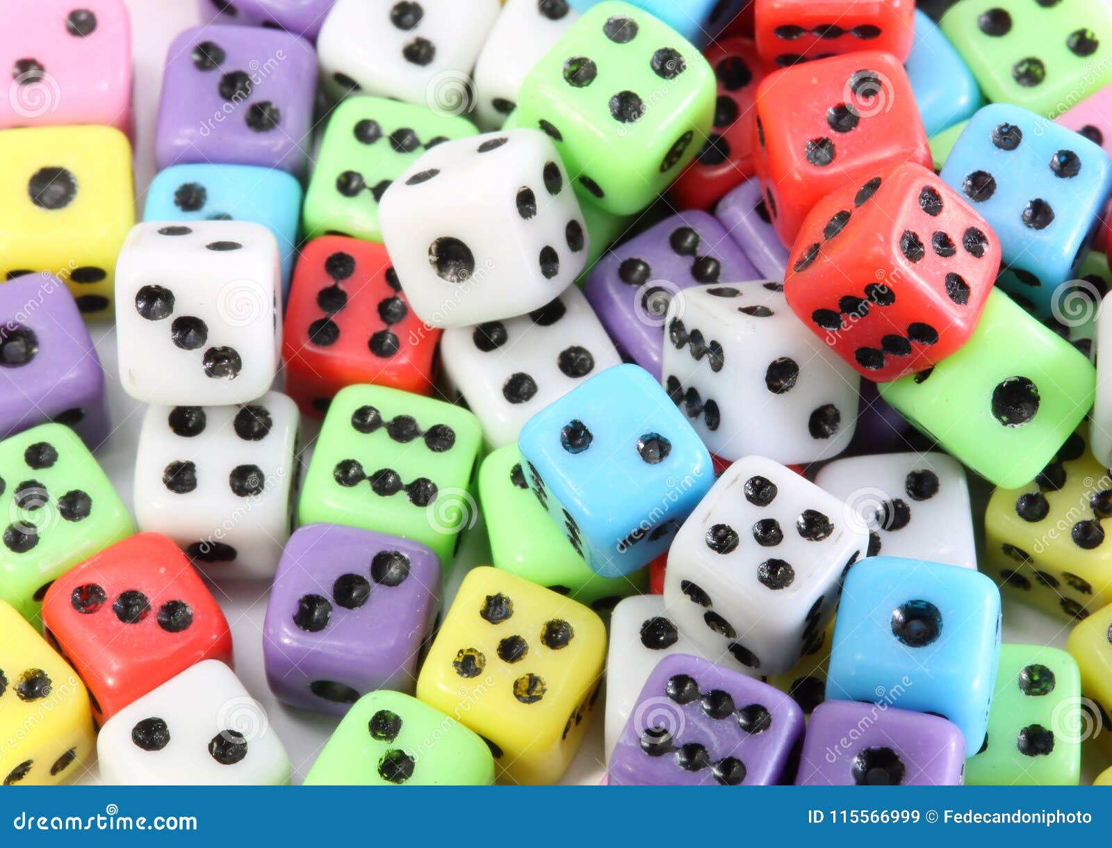 Background of Many Colored Dice with Black Dots Stock Image - Image of ...