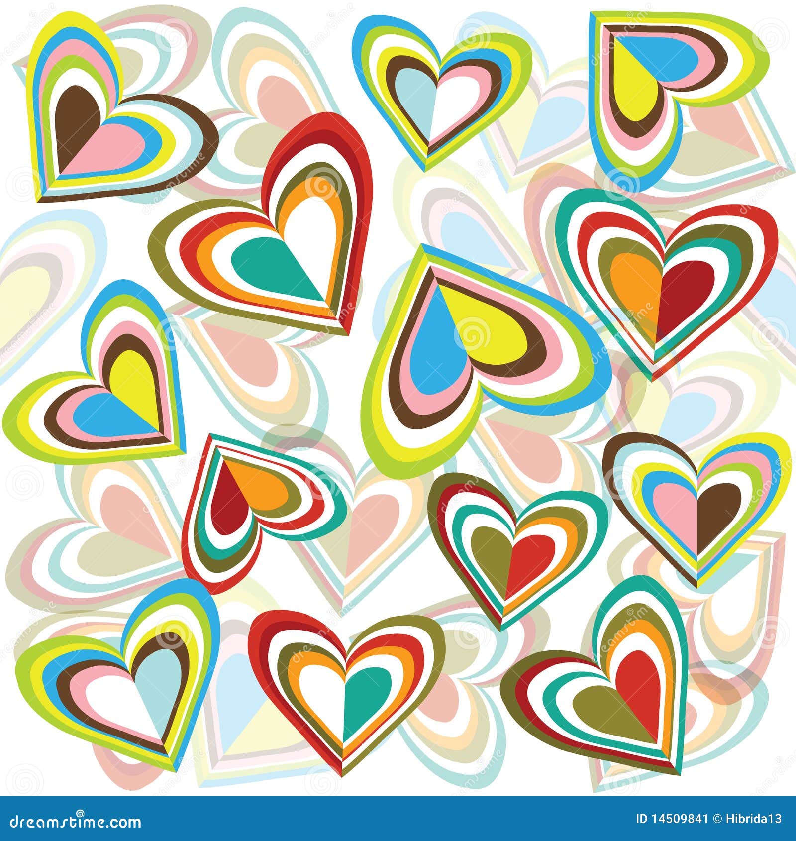 Background with Colored Hearts Stock Illustration - Illustration of ...