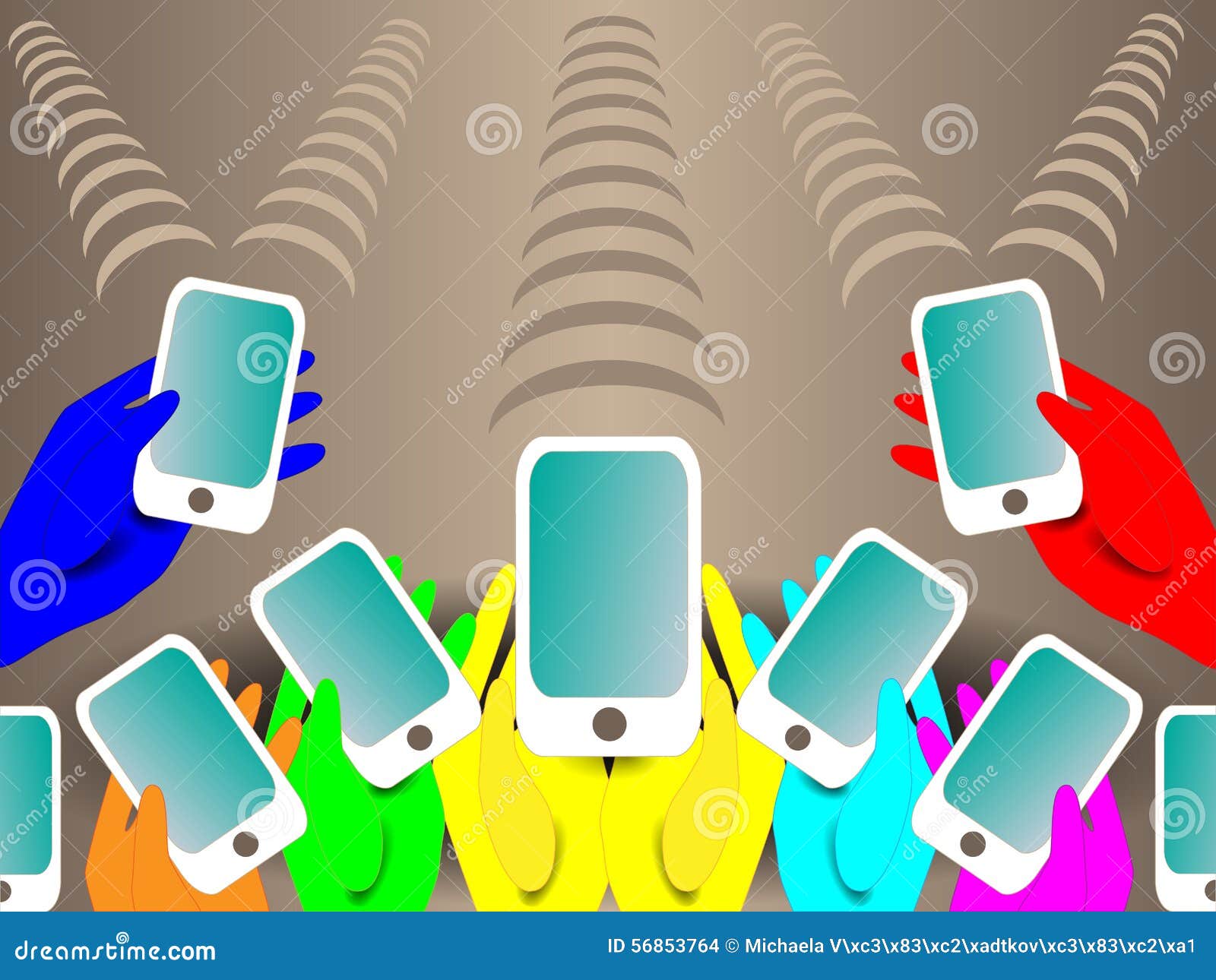 Background with Colored Mobile Phones Stock Illustration - Illustration ...