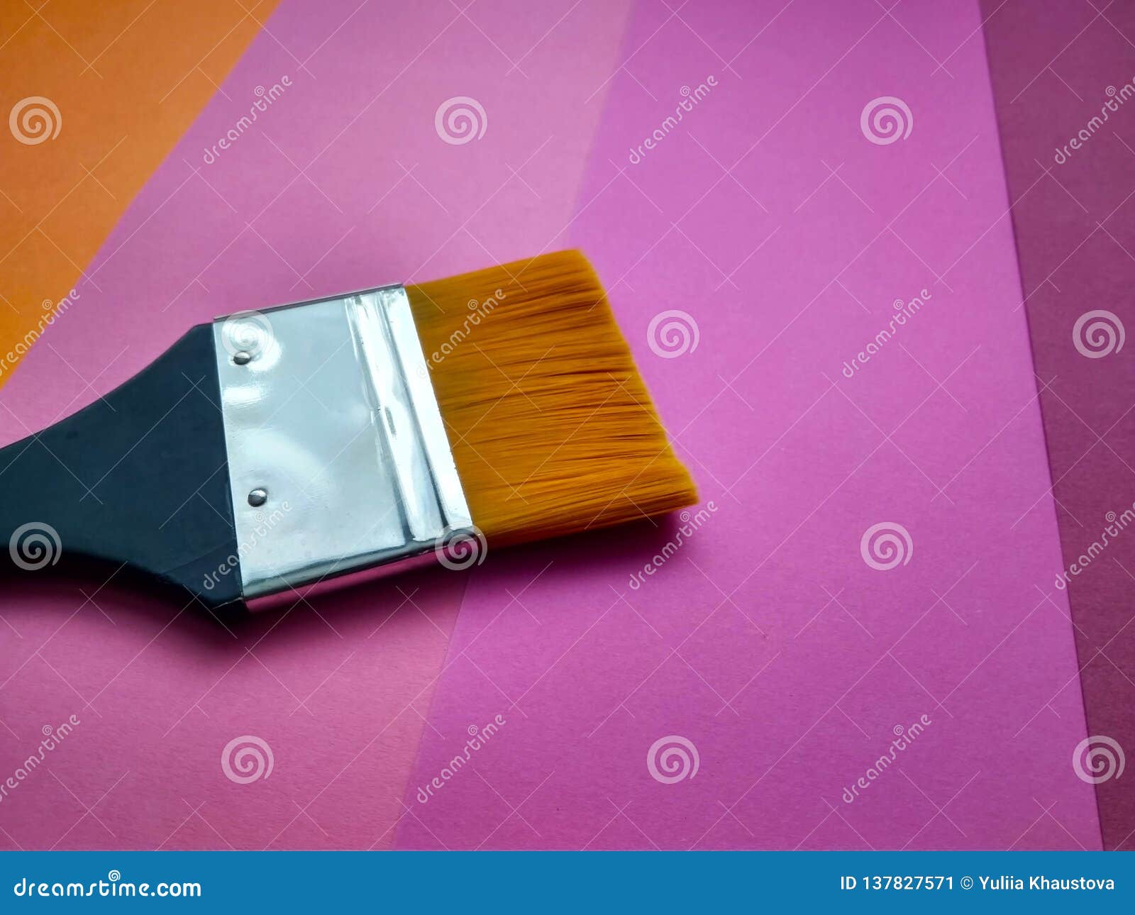 Paint Brushes on a Background of Colored Paper Stock Image - Image of ...