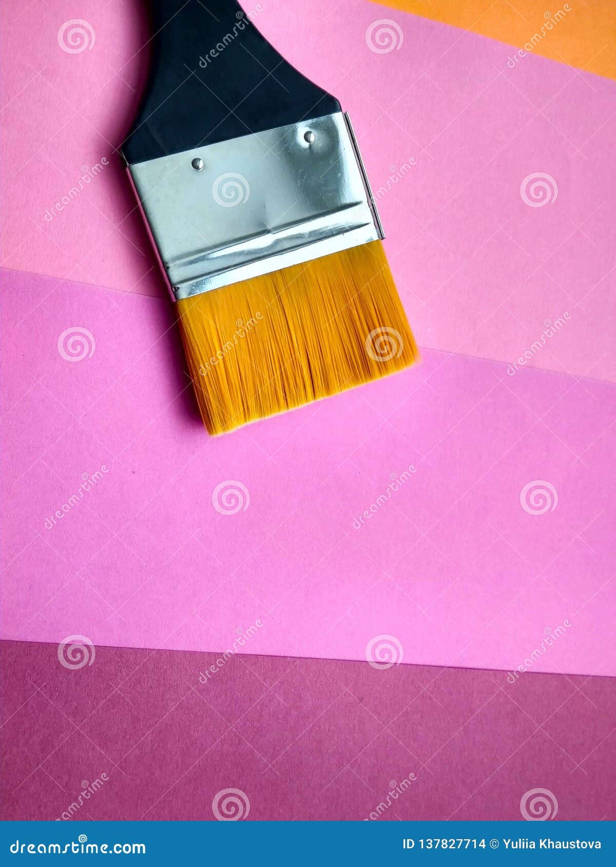 Paint Brushes on a Background of Colored Paper Stock Photo - Image of ...