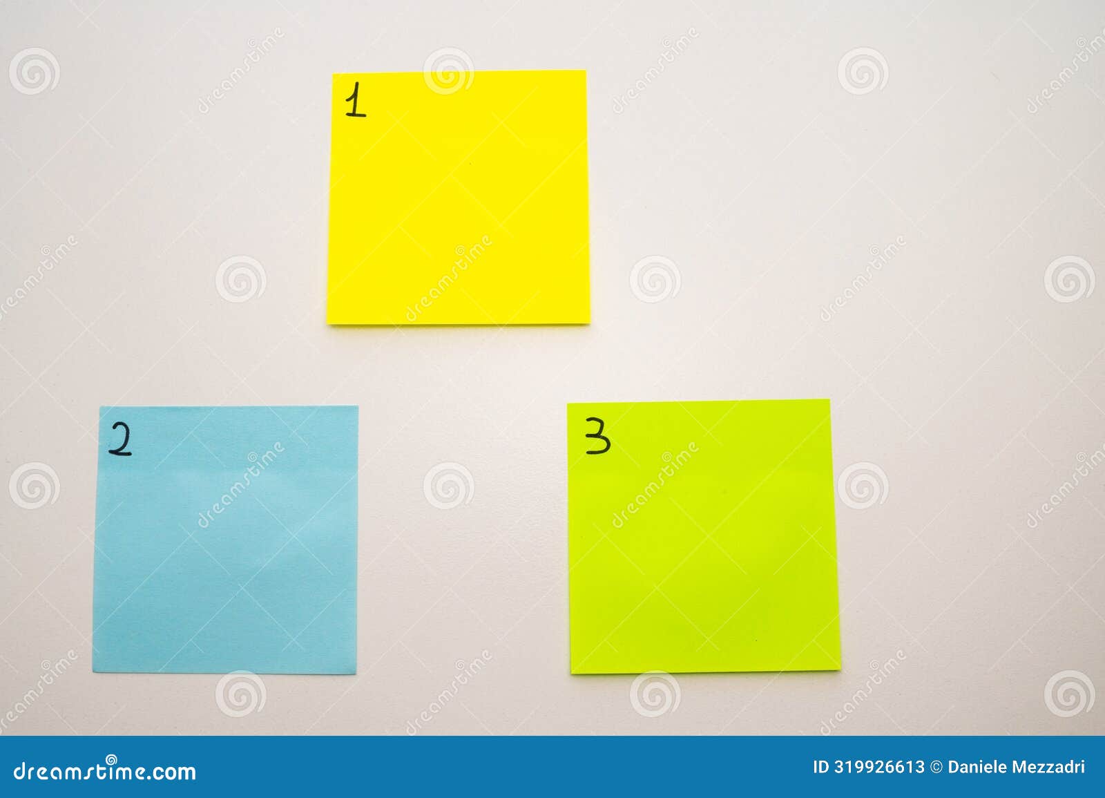 Colorful Adhesive Sheets. First Second Third. Stock Image - Image of ...