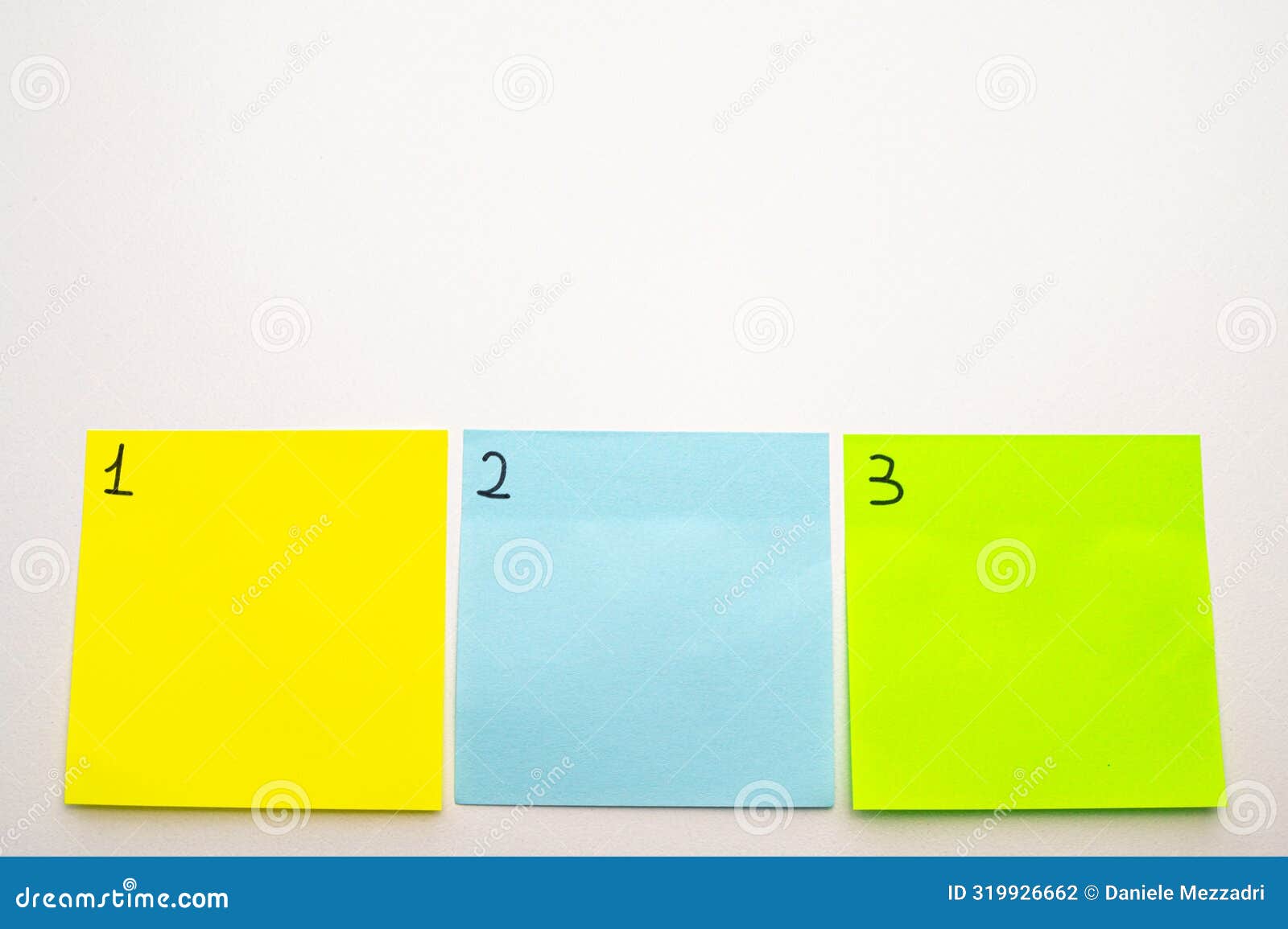 Colorful Adhesive Sheets. First Second Third. Stock Photo - Image of ...