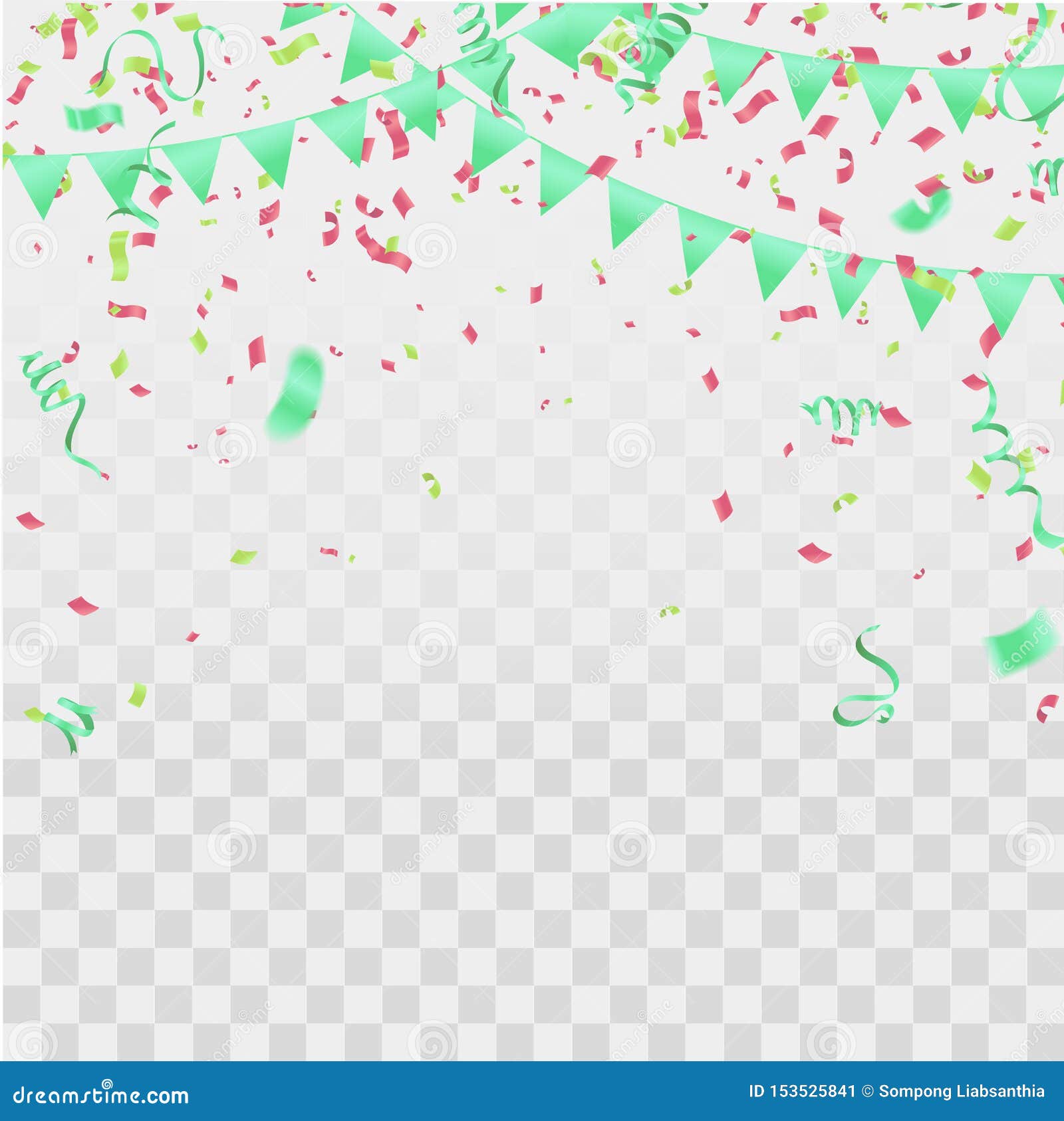 Streamers And Confetti Transparent Background Vector Illustration ...