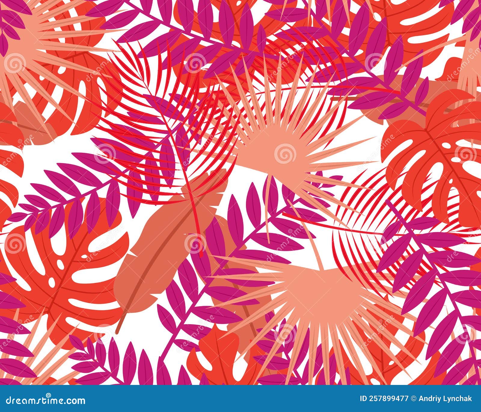 Background with Colored Tropical Leaves. Stock Illustration ...