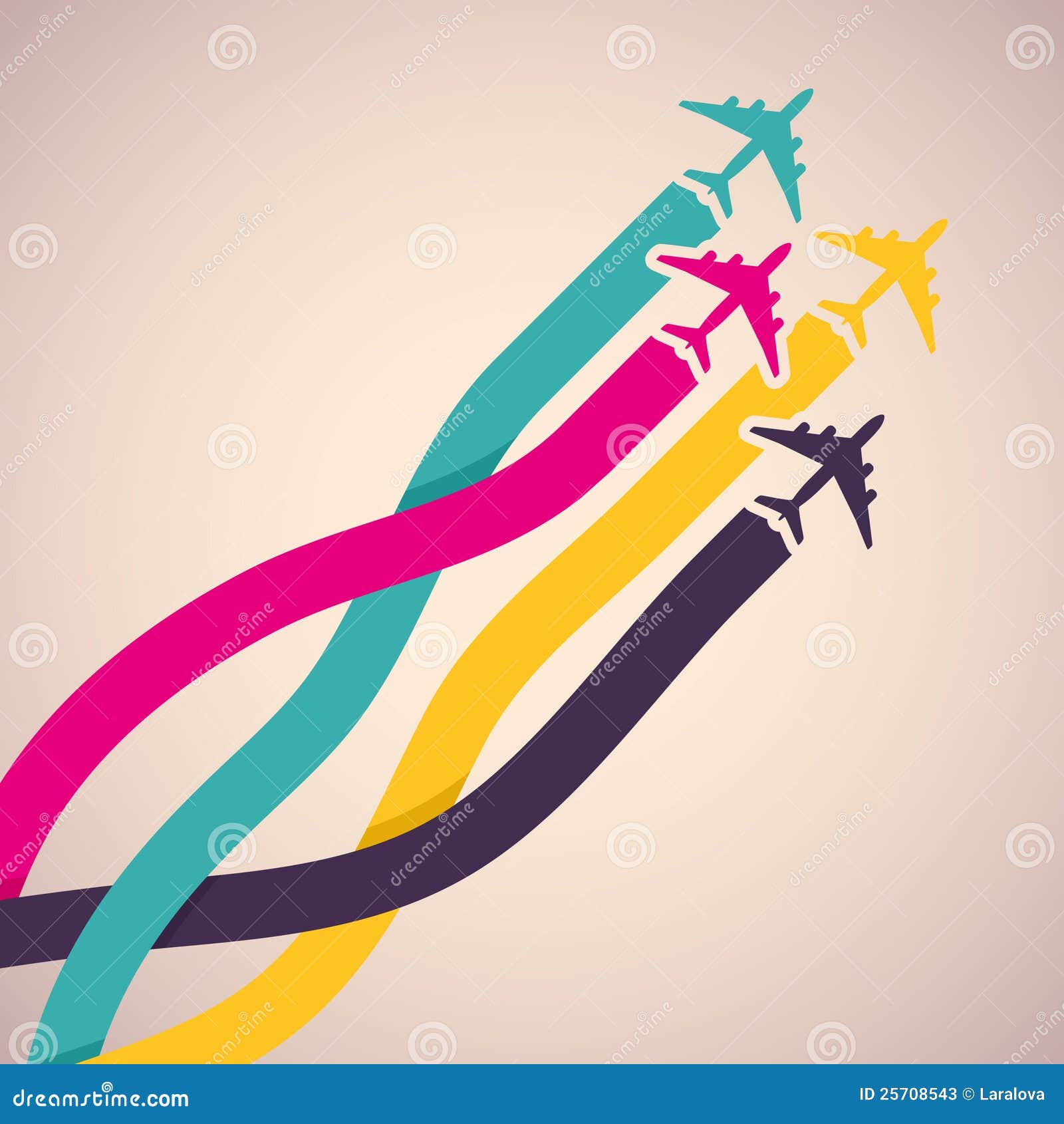 Background with Colorful Airplanes Stock Vector - Illustration of line ...