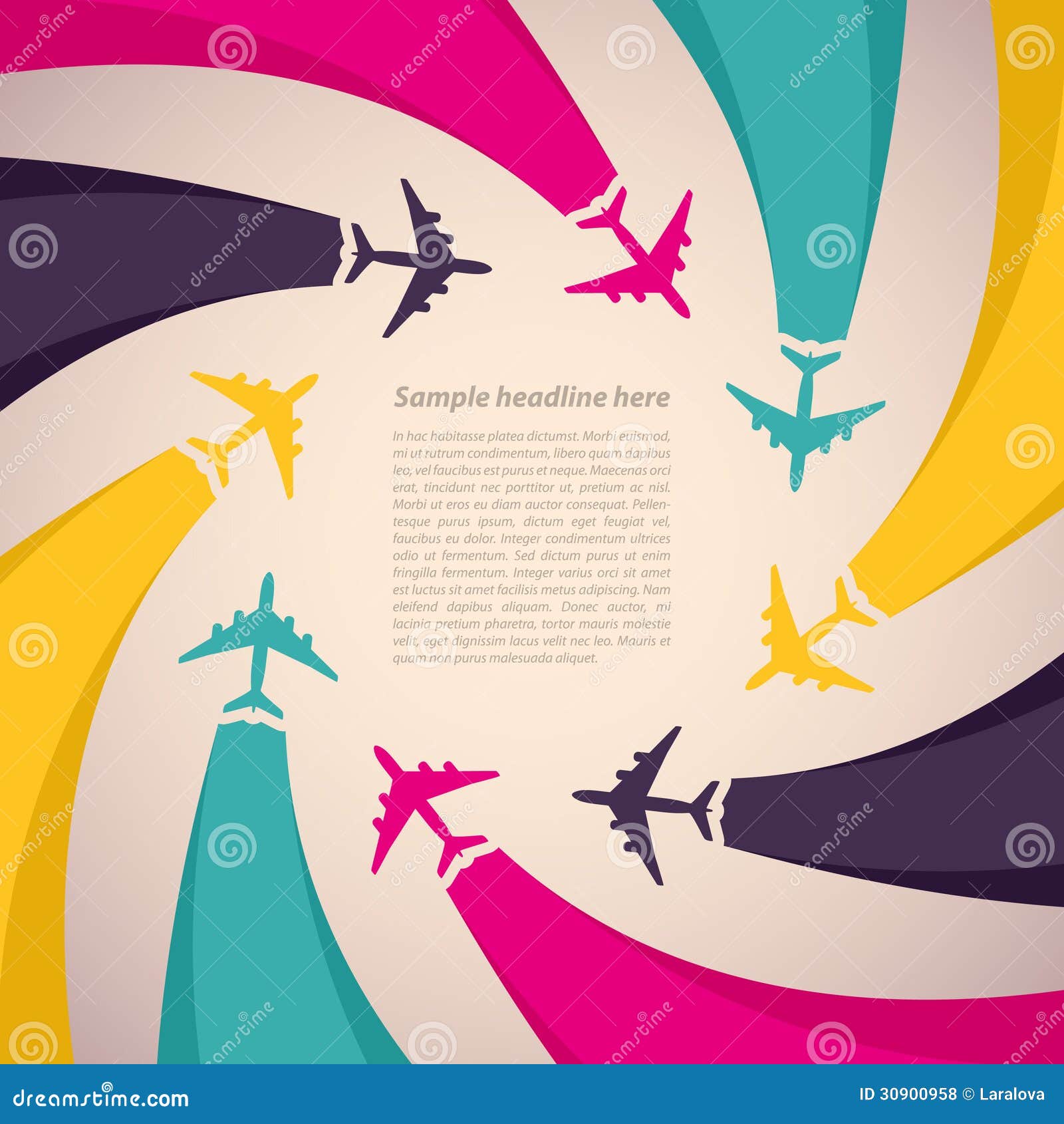 Background with Colorful Airplanes Stock Vector - Illustration of ...
