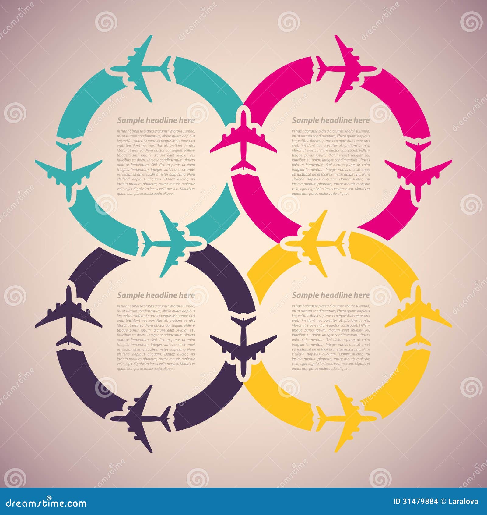 Background with Colorful Airplanes Stock Vector - Illustration of path ...