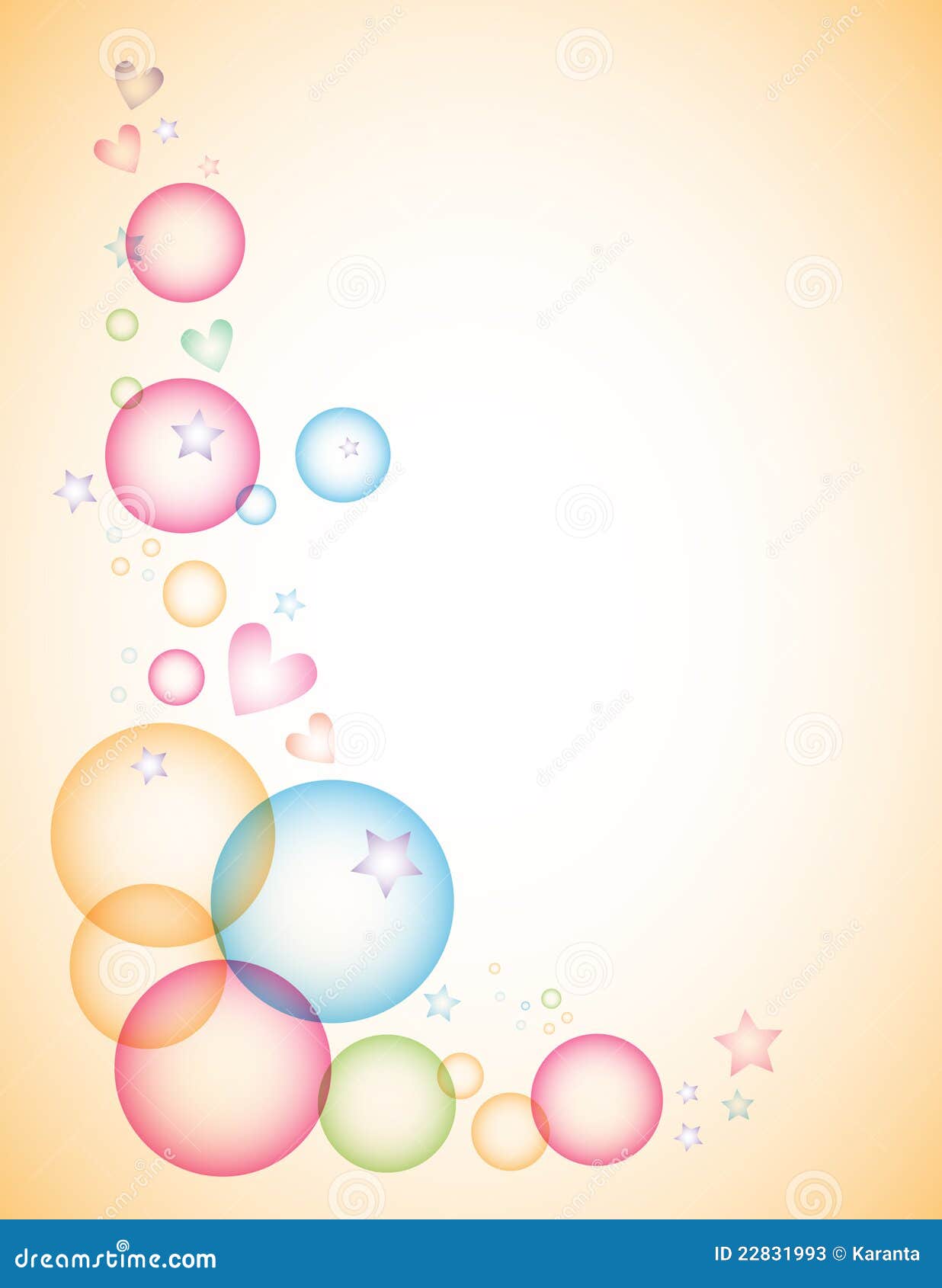 Background with Colorful Bubbles, Stars and Hearts Stock Illustration ...