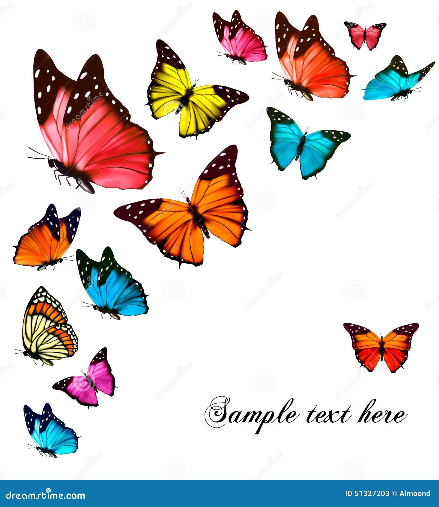 Background with Colorful Butterflies. Stock Vector - Illustration of ...