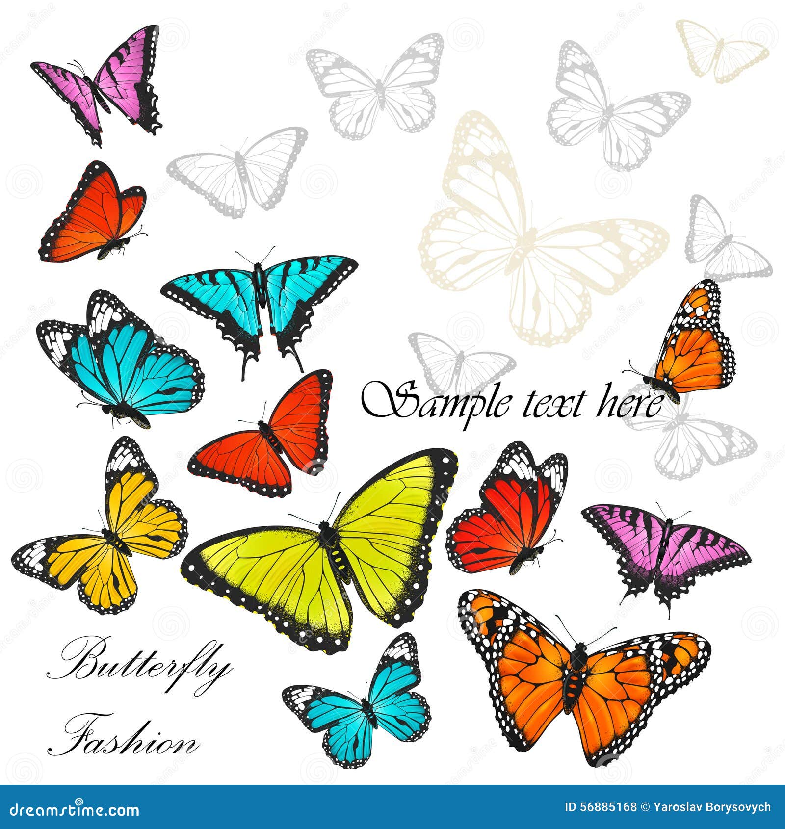 Background with Colorful Butterflies Vector Stock Vector - Illustration ...