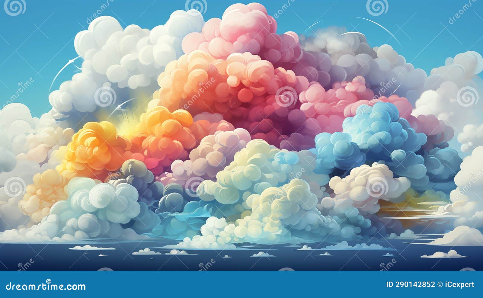 Background with Colorful Clouds Stock Illustration - Illustration of ...