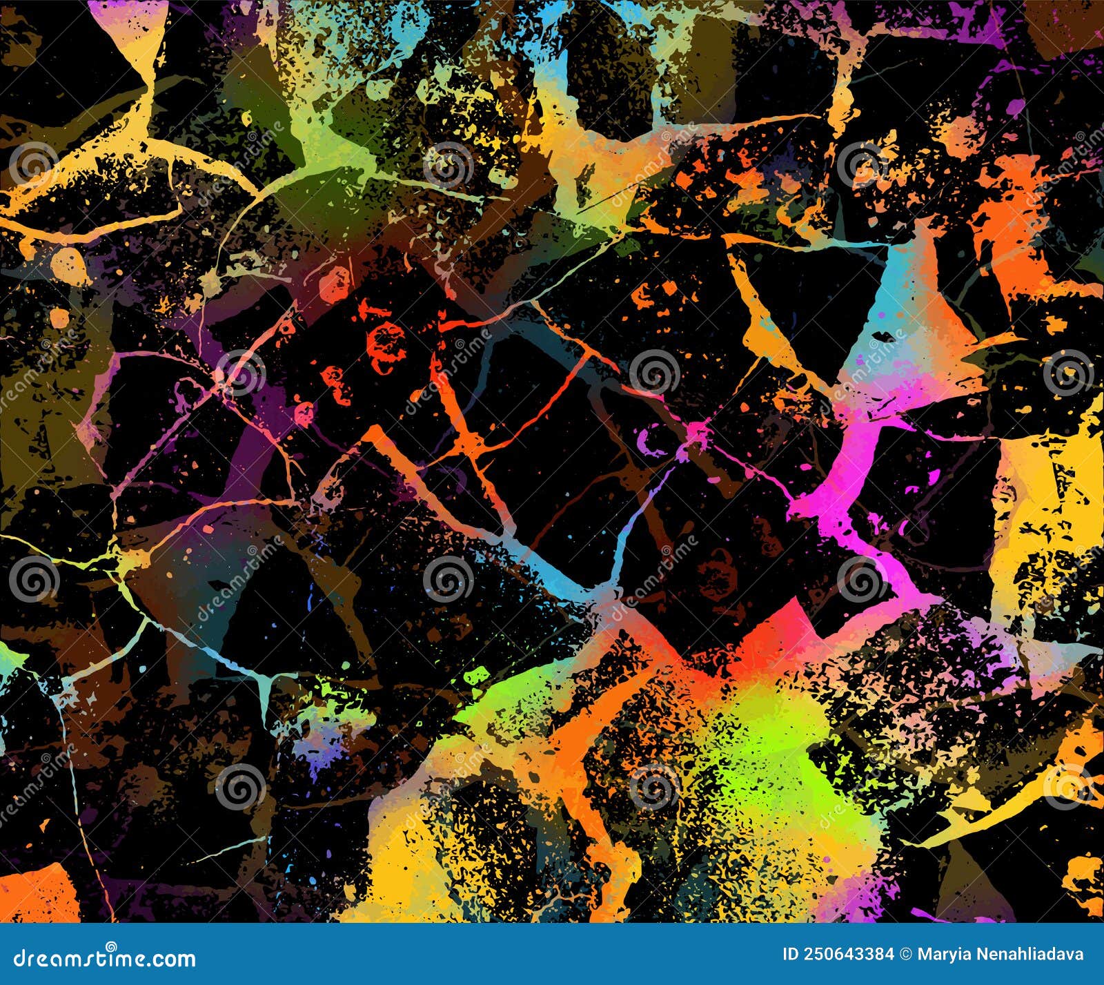 The Cracks Texture Colorful on a Dark Background. Vector Background ...