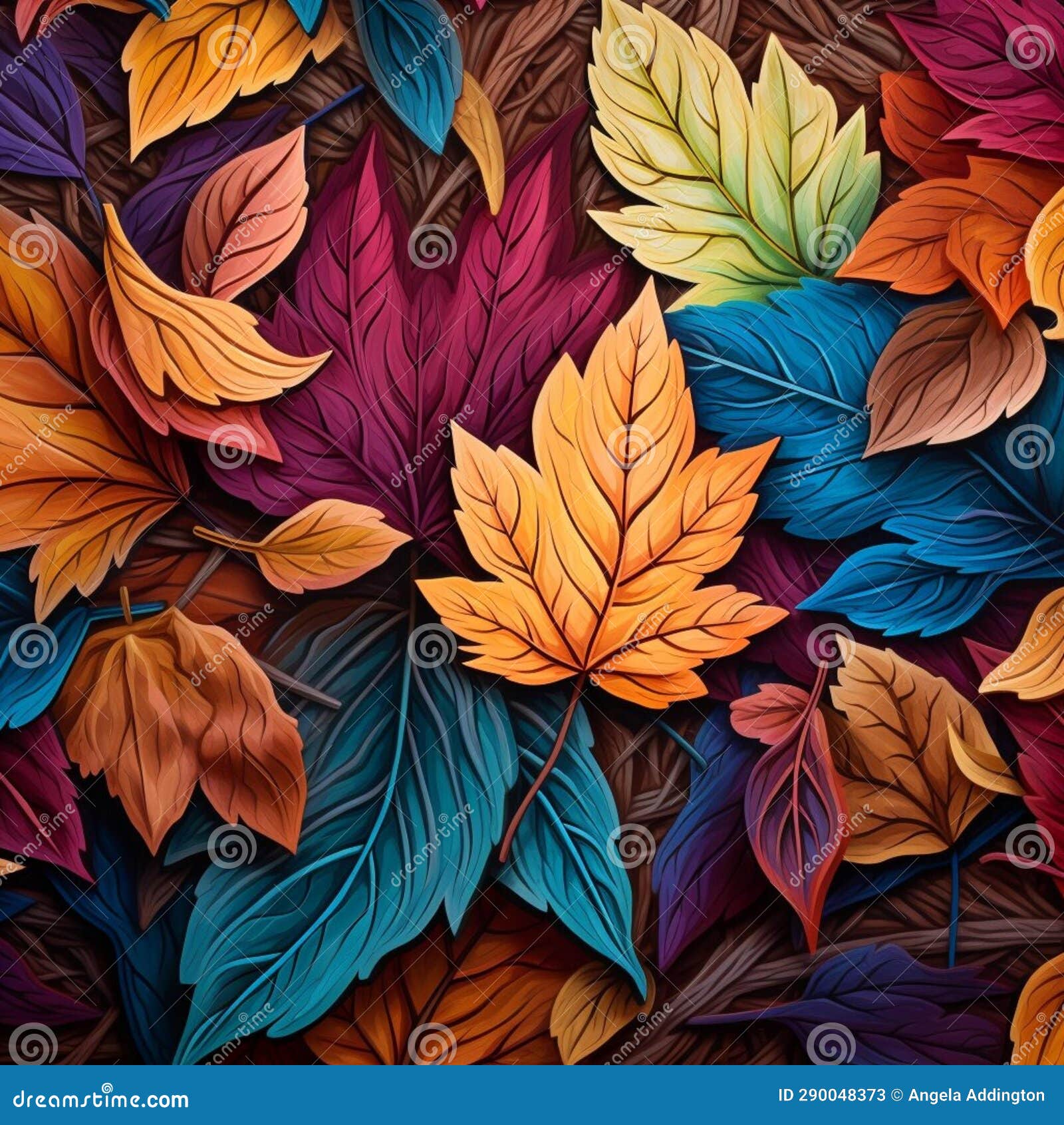 Background of Colorful Fall Leaves Stock Illustration - Illustration of ...