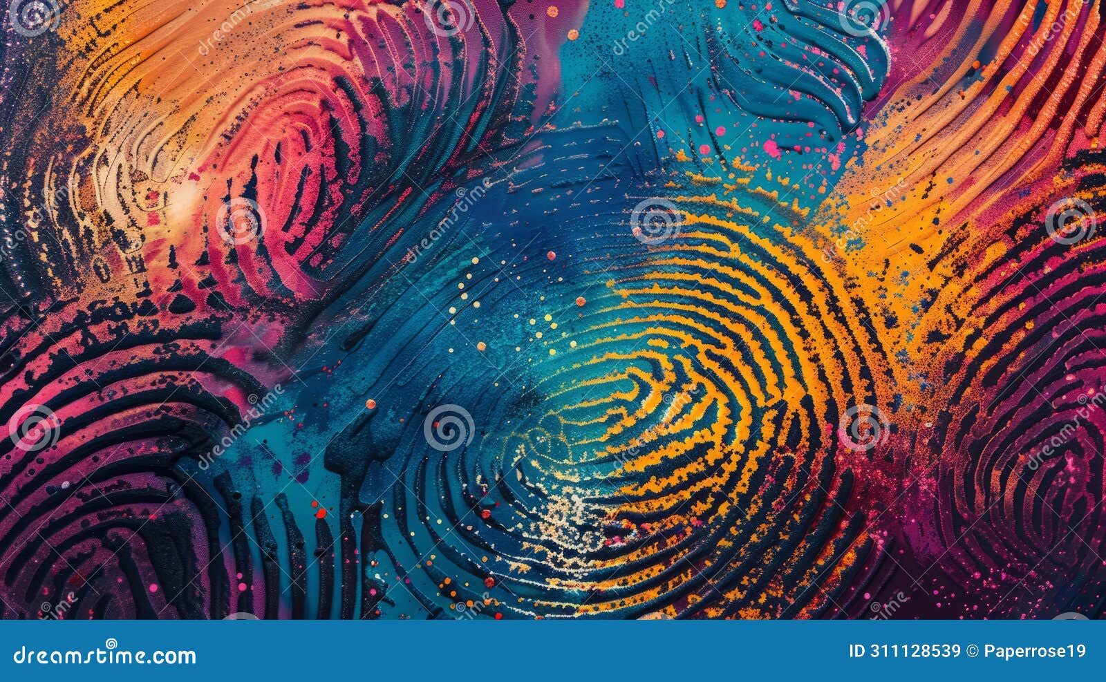Set Of Fingerprint Patterns, Clear Lines And Swirls. Human Thumbprint ...