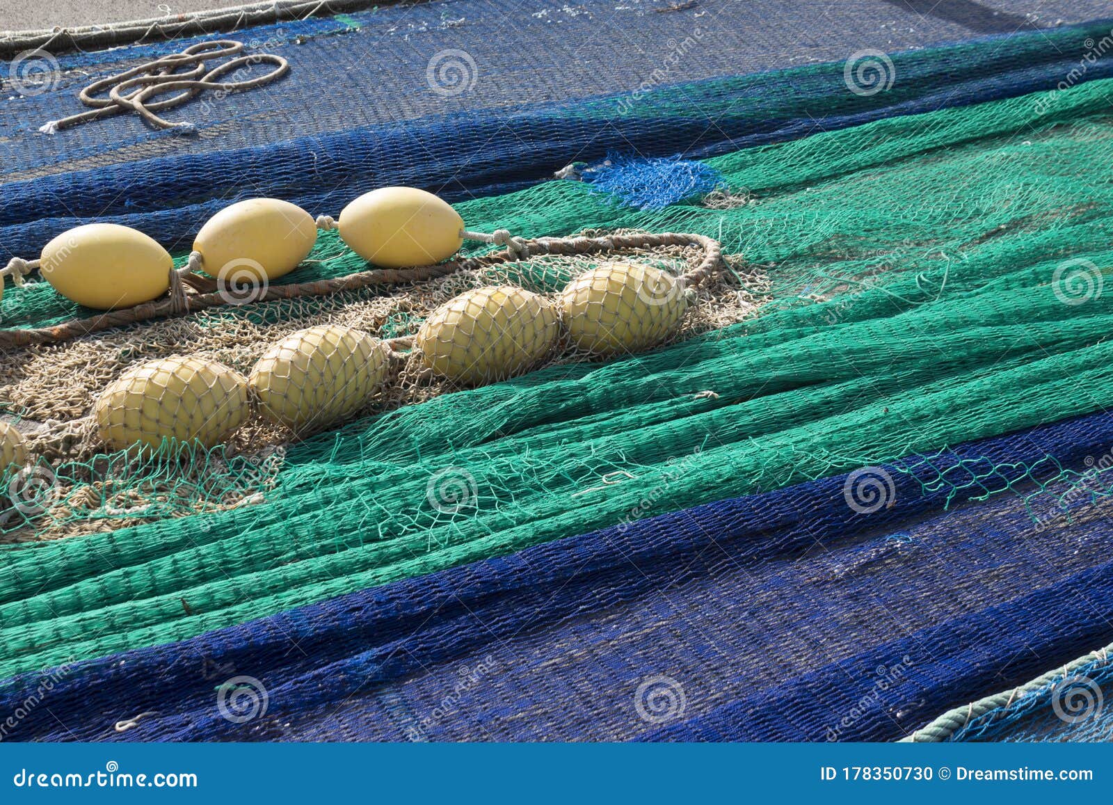 Background of Colorful Fishing Nets and Floats Stock Photo - Image of ...