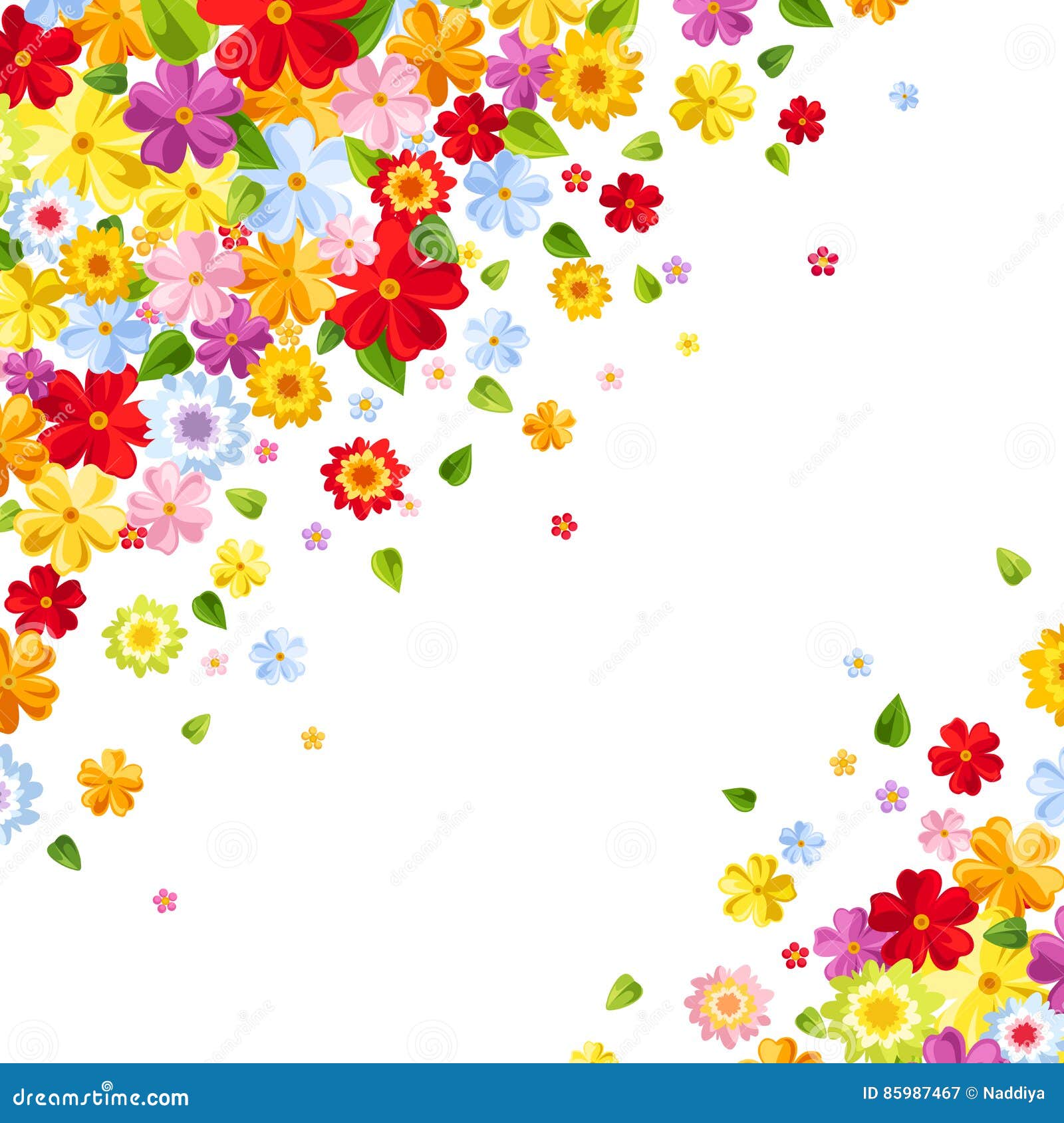 Background with Colorful Flowers. Vector Illustration. Stock Vector ...
