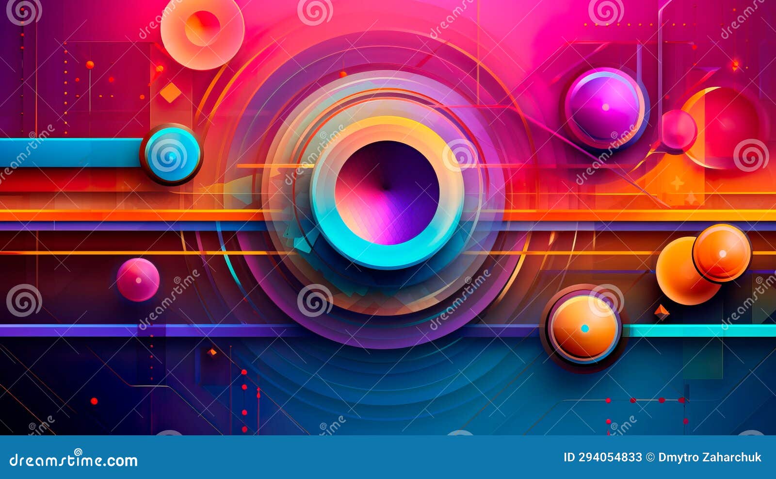 Background with Colorful Geometric Lines and Symbols Representing ...