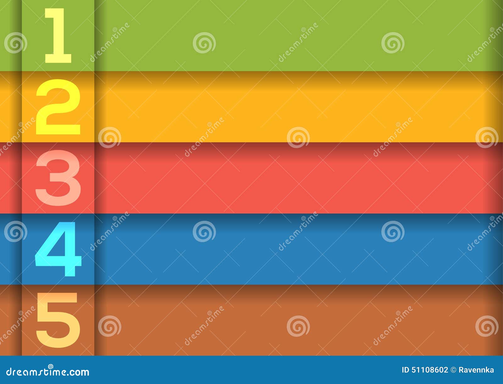 Background with 5 Colorful Horizontal Stripes with Numbers Stock ...