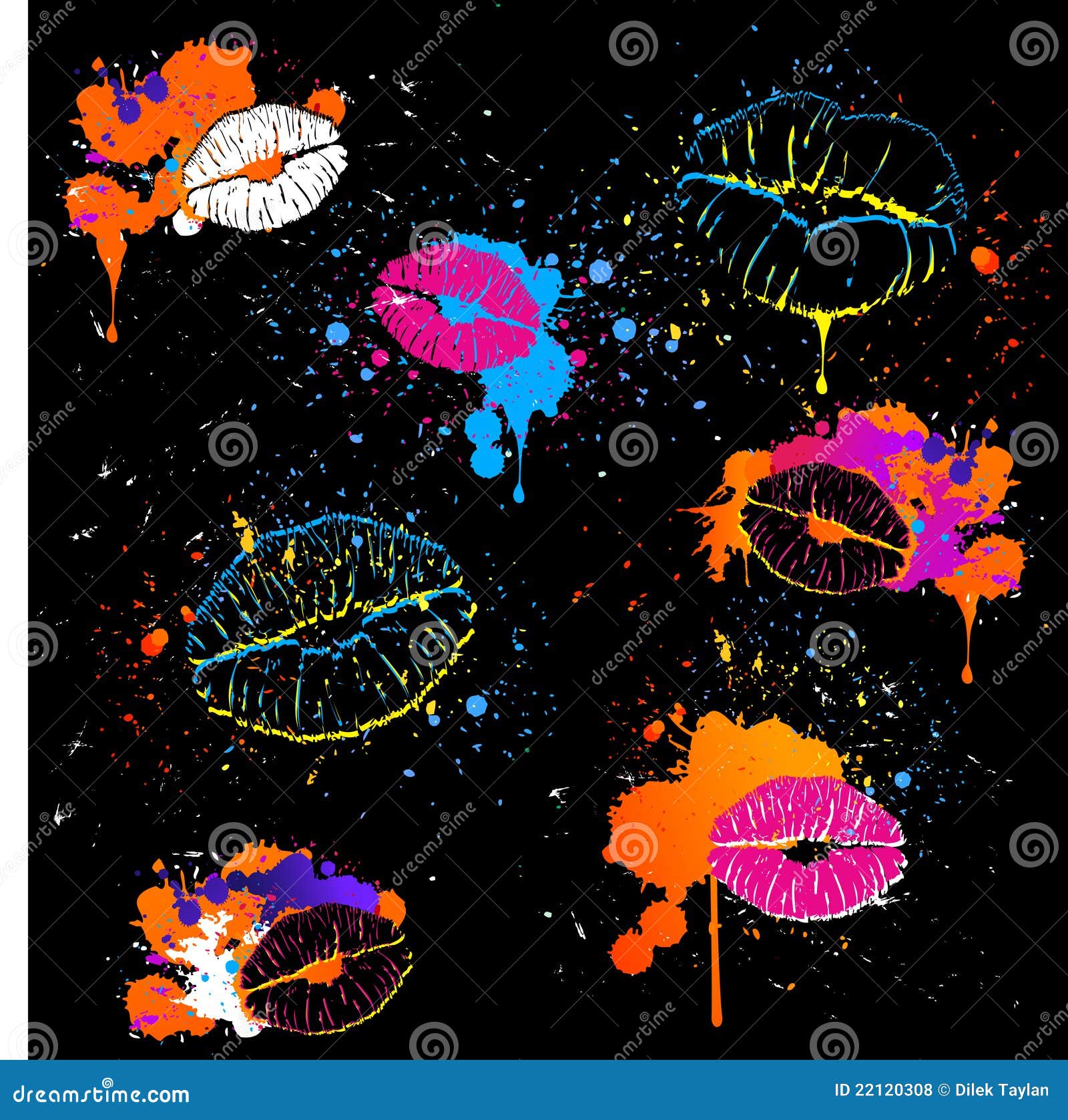 Background with Colorful Lips Stock Vector - Illustration of background ...