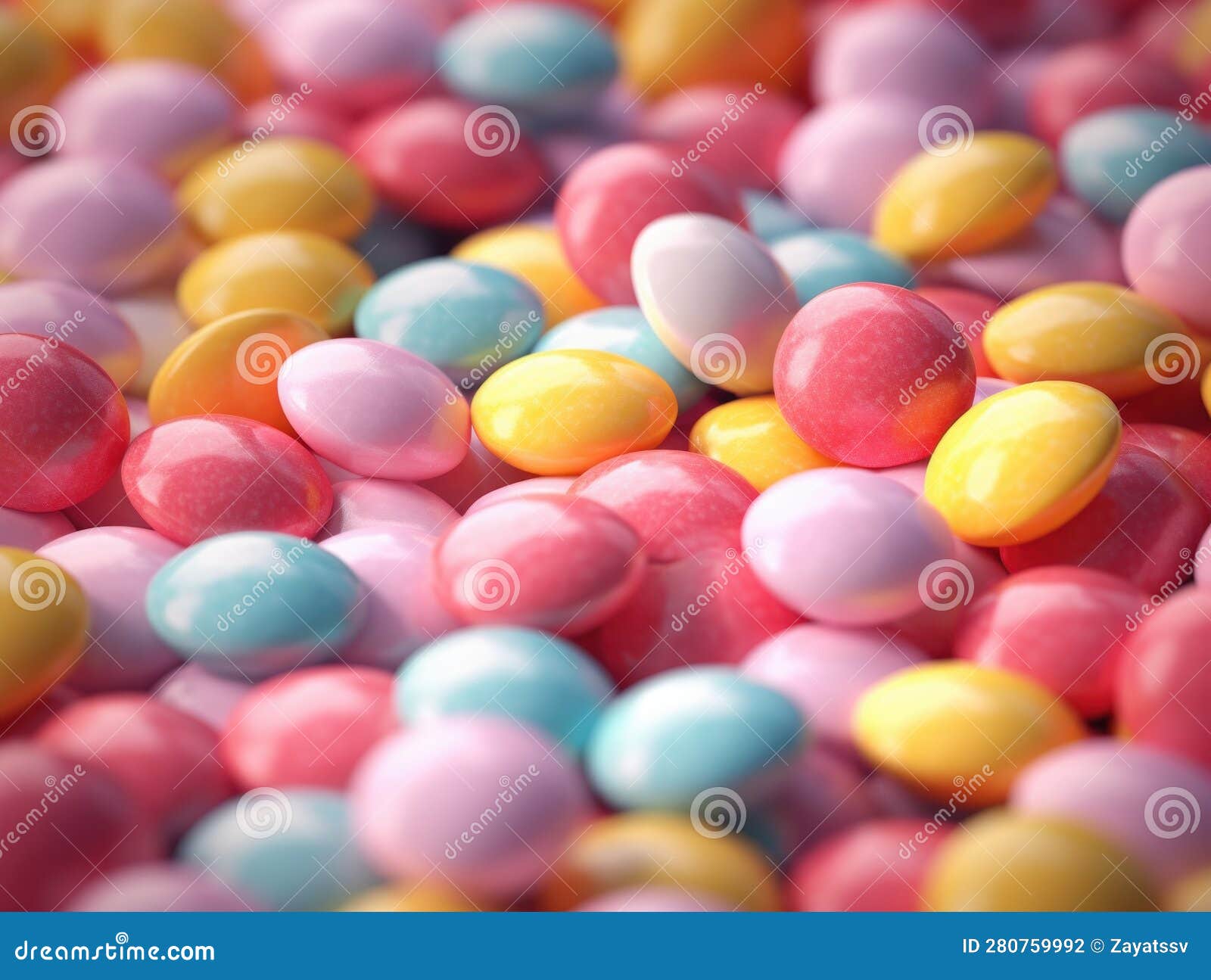Background Of Colorful Lollipops And Different Colored Round Candy Top View Stock Illustration