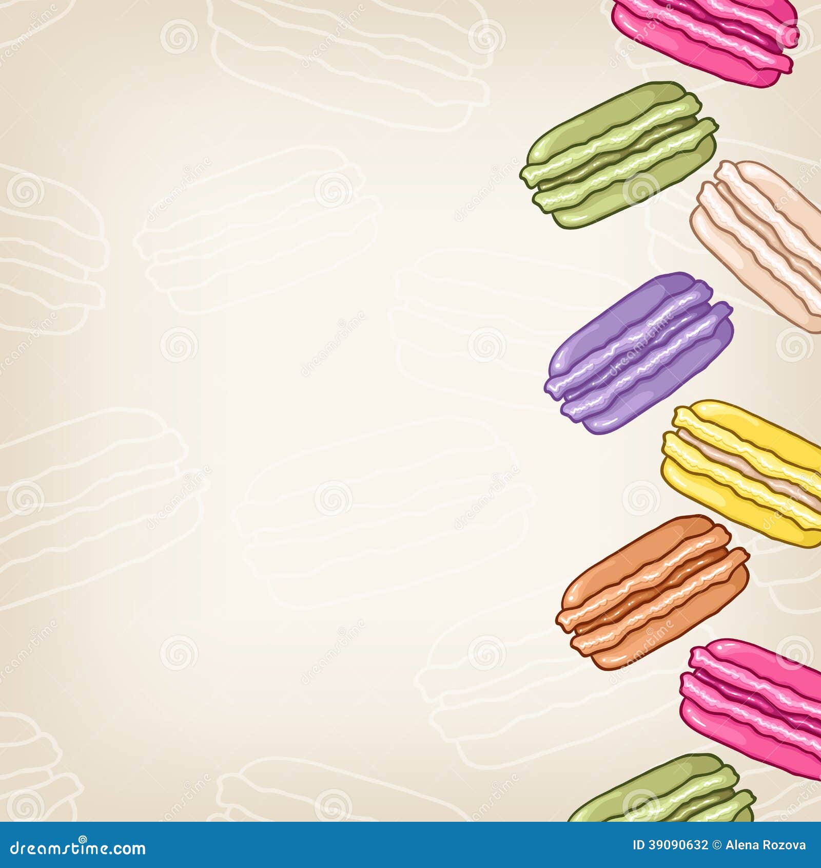 Background with Colorful Macaroon Border Stock Illustration ...