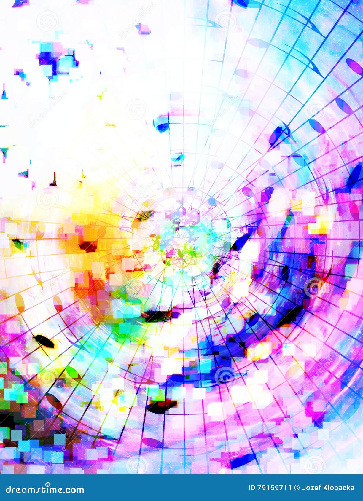 Background with Colorful Mosaic Structure and Music Note. Computer ...