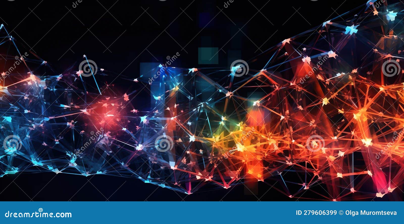 Background with Colorful Network of Lines and Dot. Generative AI Stock ...