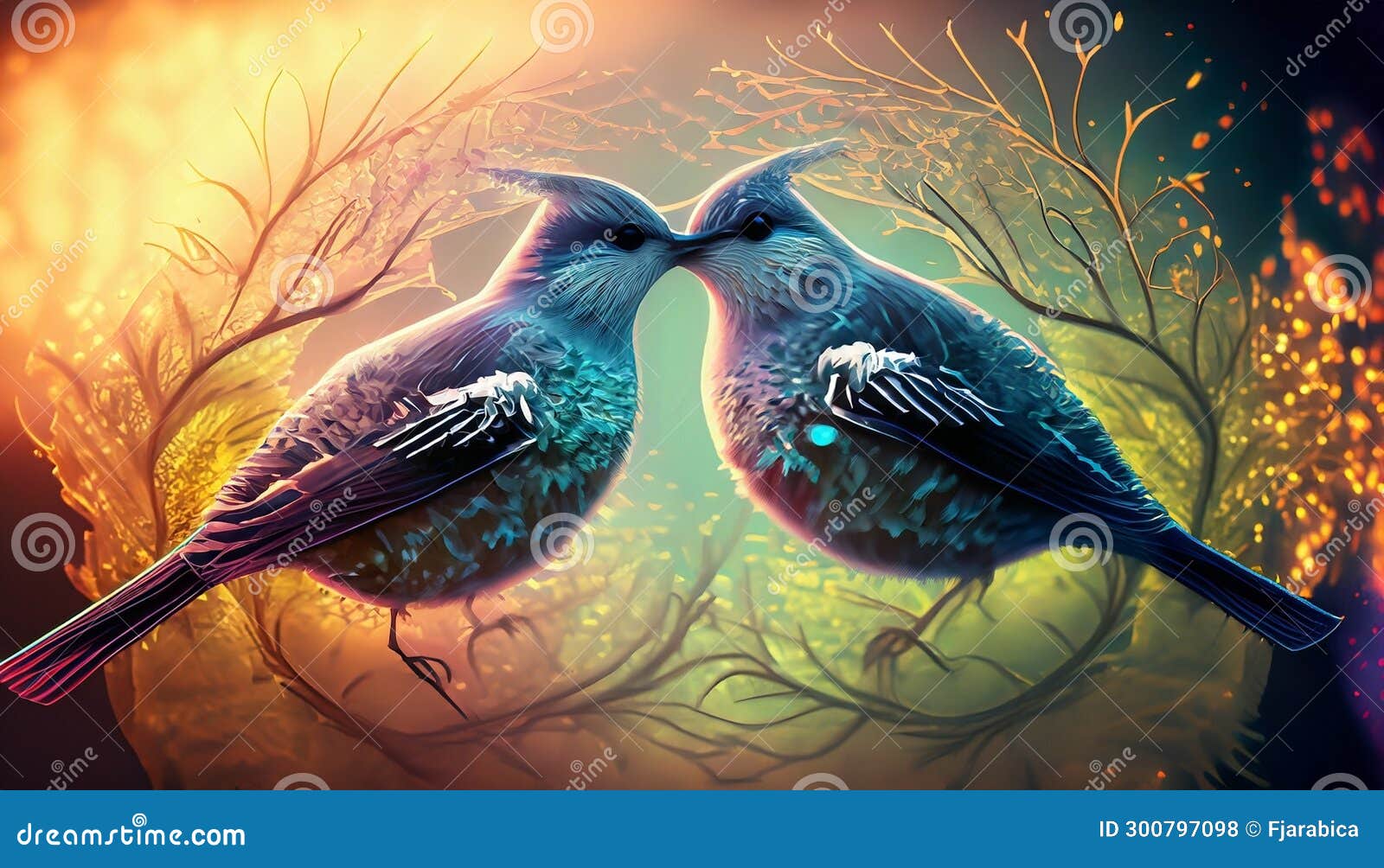 Background of Colorful Pair of Birds Stock Illustration - Illustration ...